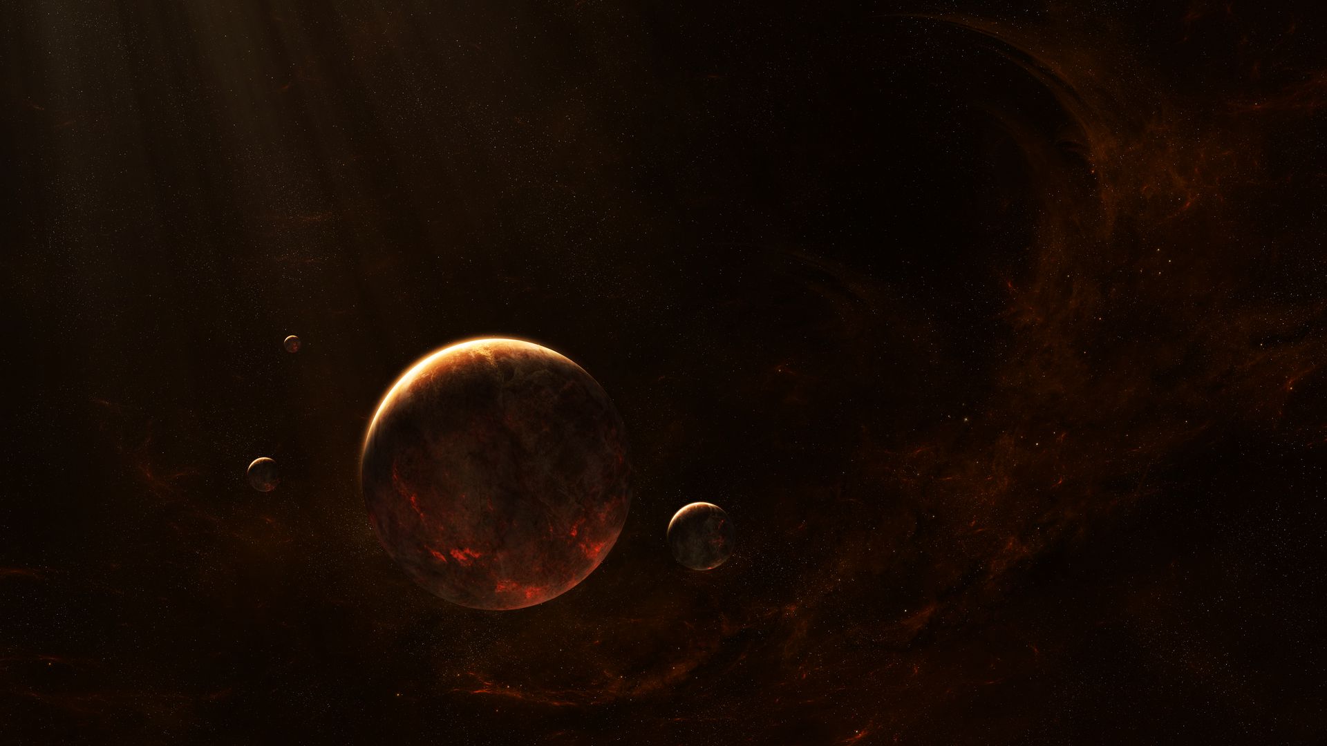 Download wallpaper 1920x1080 planet, satellite, space, dark, universe ...