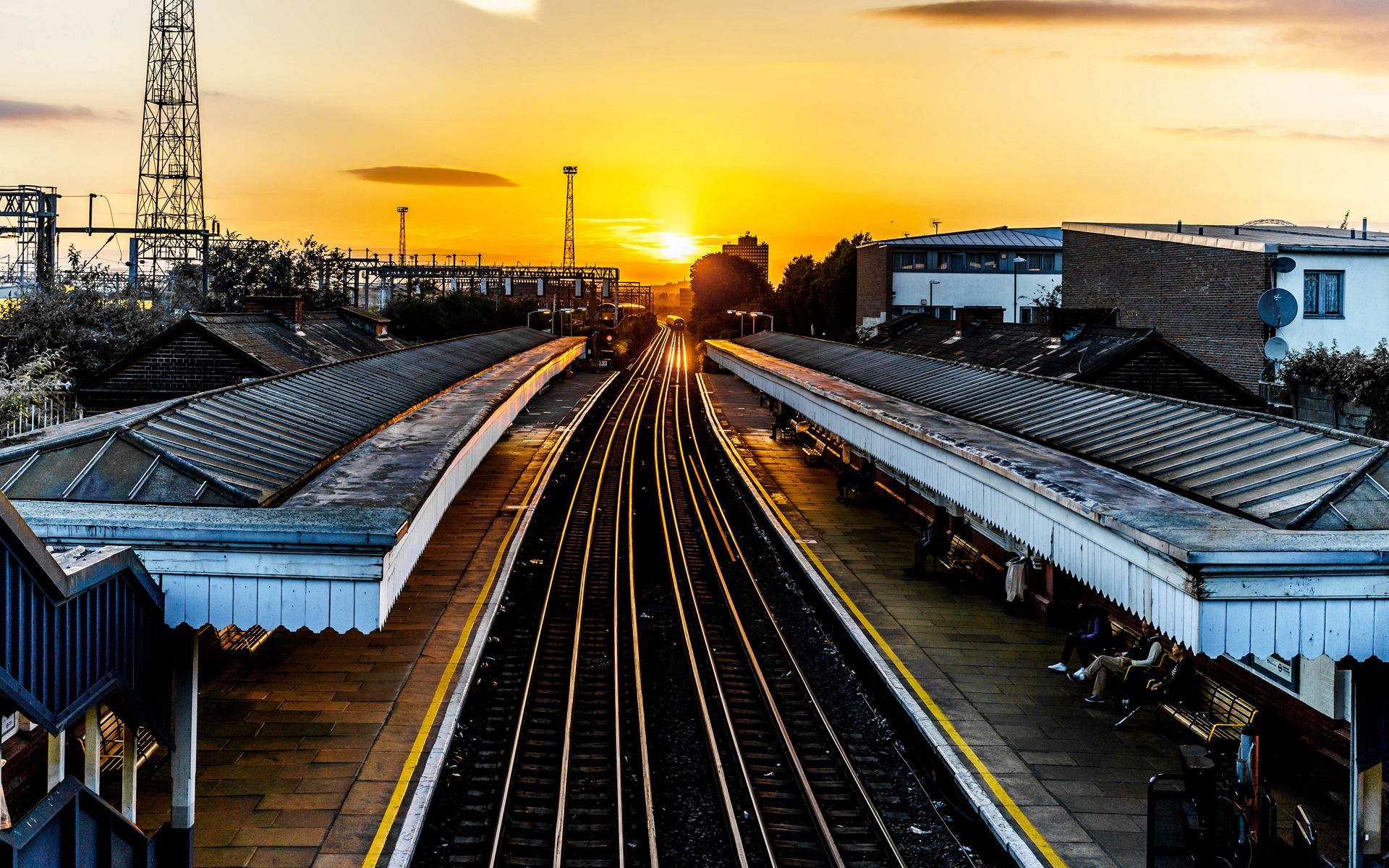 Download wallpaper 1920x1200 railroad, train, sunset widescreen 16:10 ...
