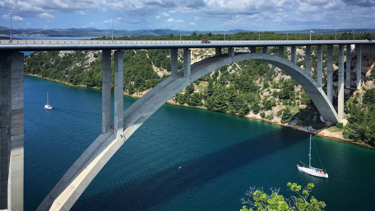 Wallpaper river, boat, bridge, shore, trees hd, picture, image