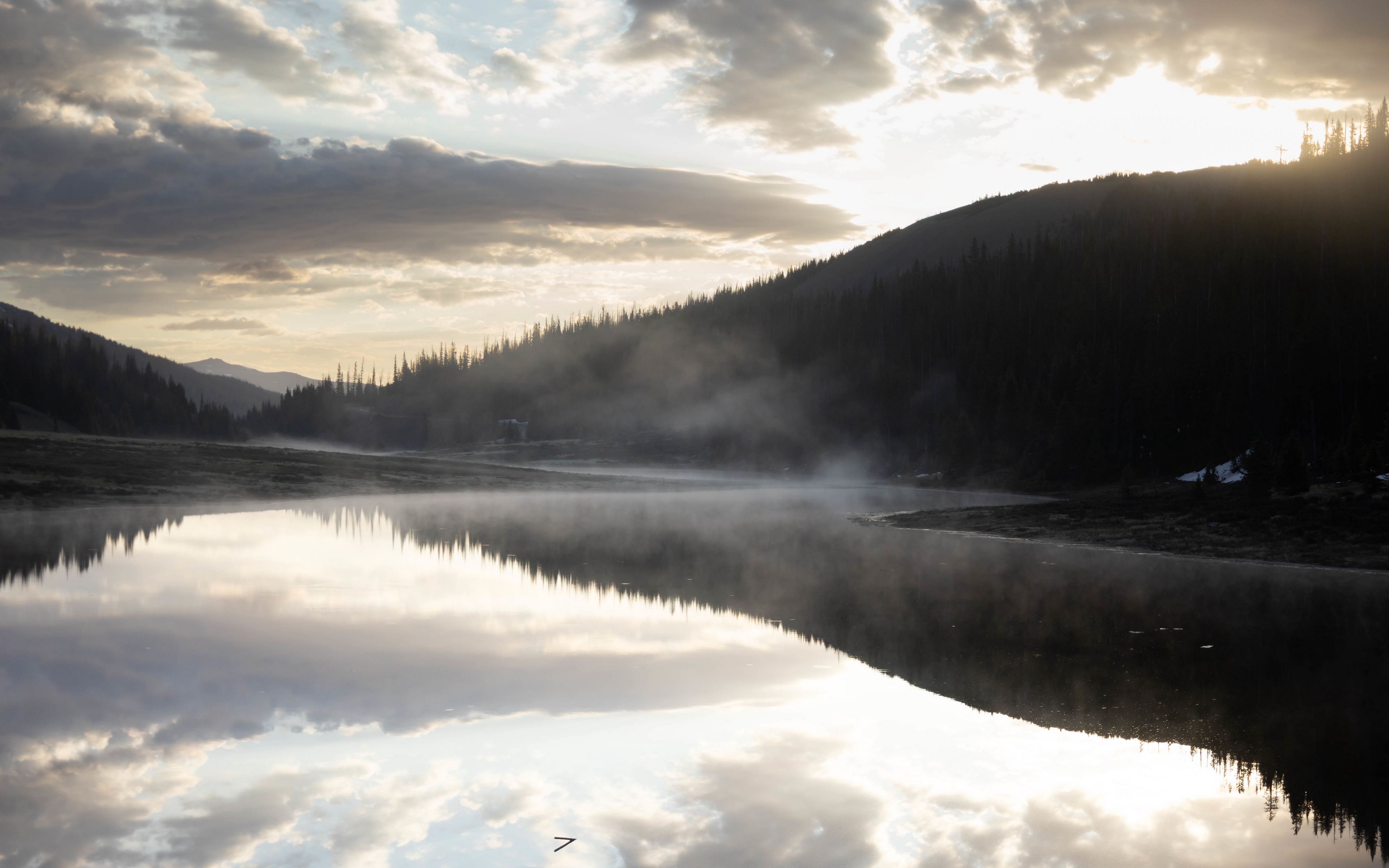 Download wallpaper 3840x2400 river, fog, forest, trees, clouds 4k ultra ...
