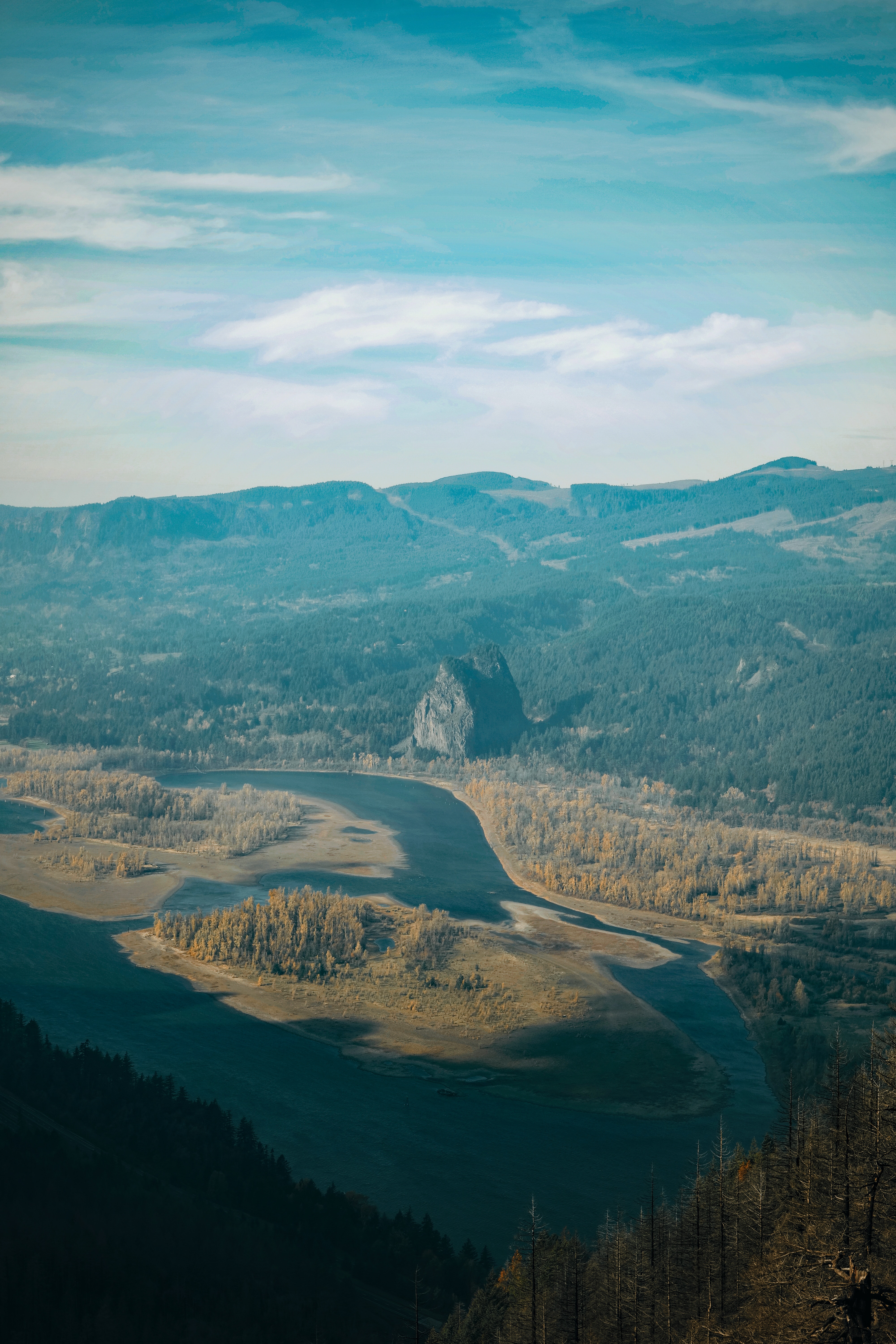 Download wallpaper 4000x6000 river, mountains, aerial view, valley ...