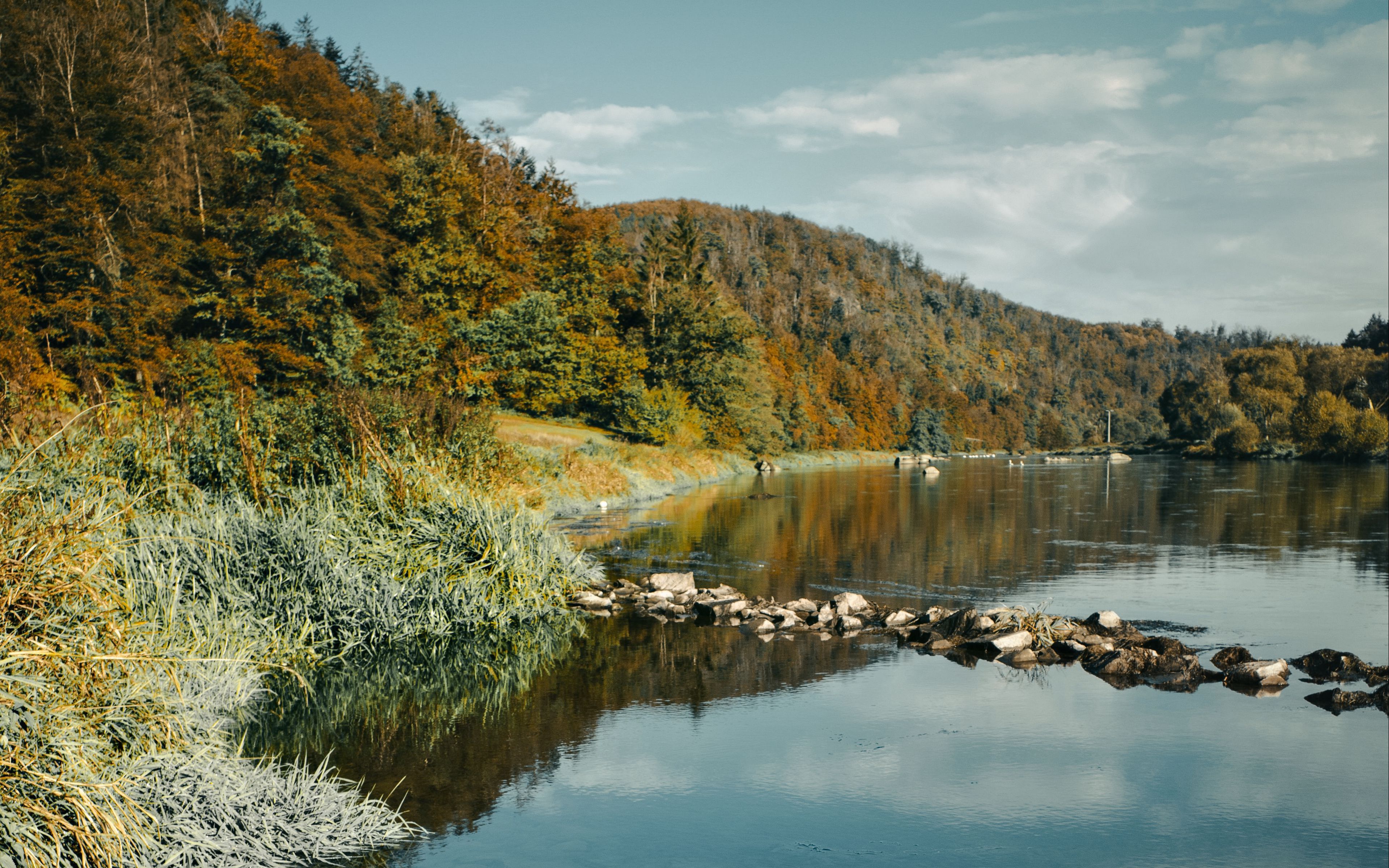 Download wallpaper 3840x2400 river, rocks, forest, nature, landscape 4k ...
