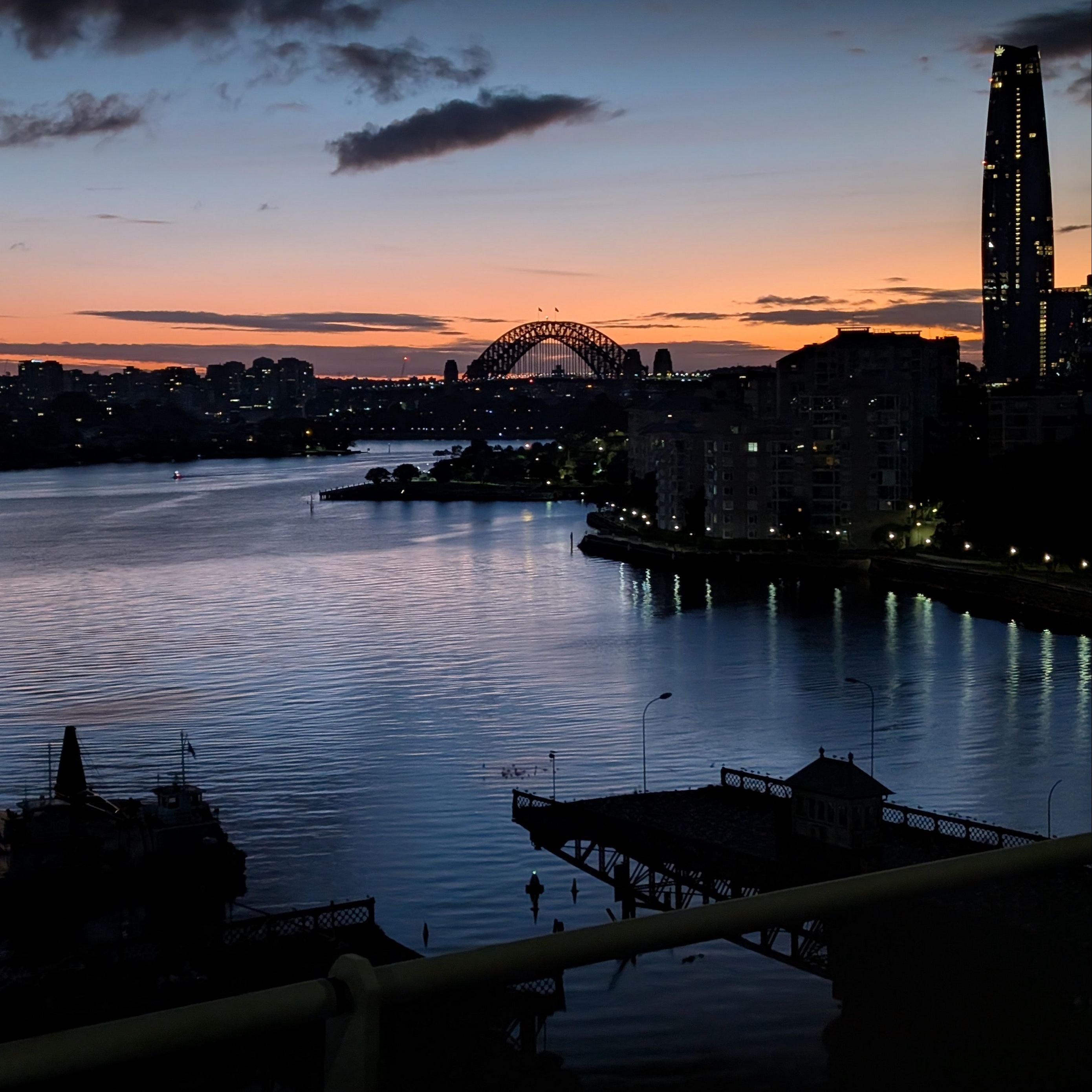 Download wallpaper 2780x2780 river, ship, bridge, city, sunset, dark ...