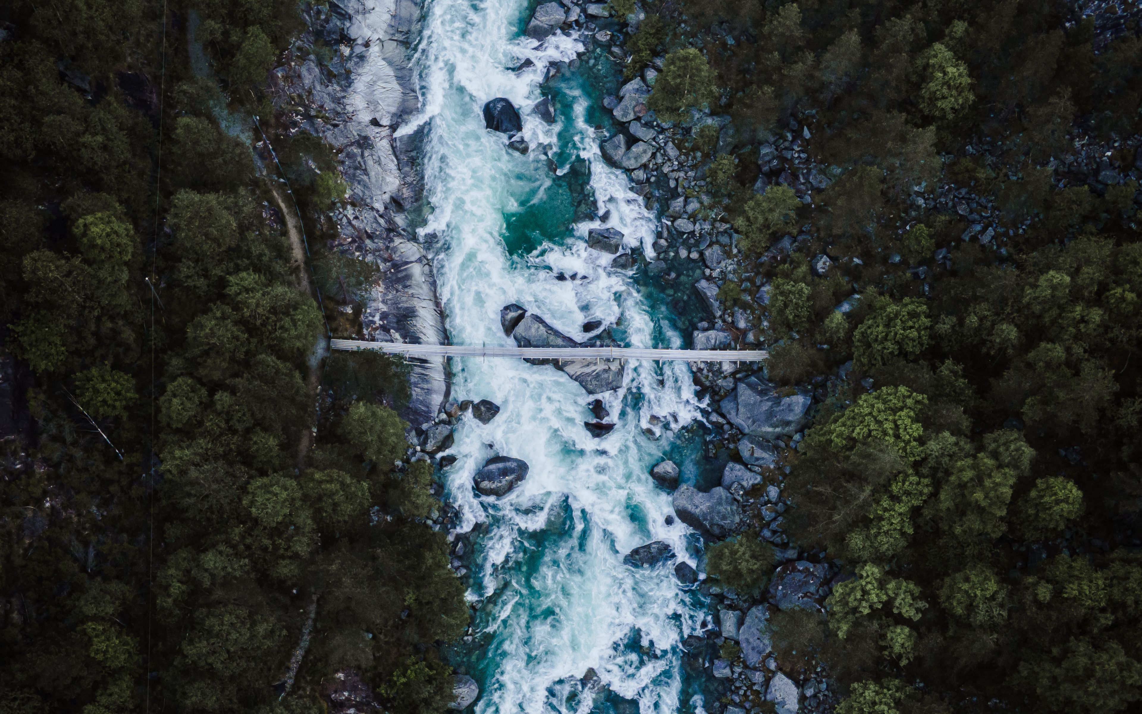 Download wallpaper 3840x2400 river, stream, stones, aerial view 4k ...