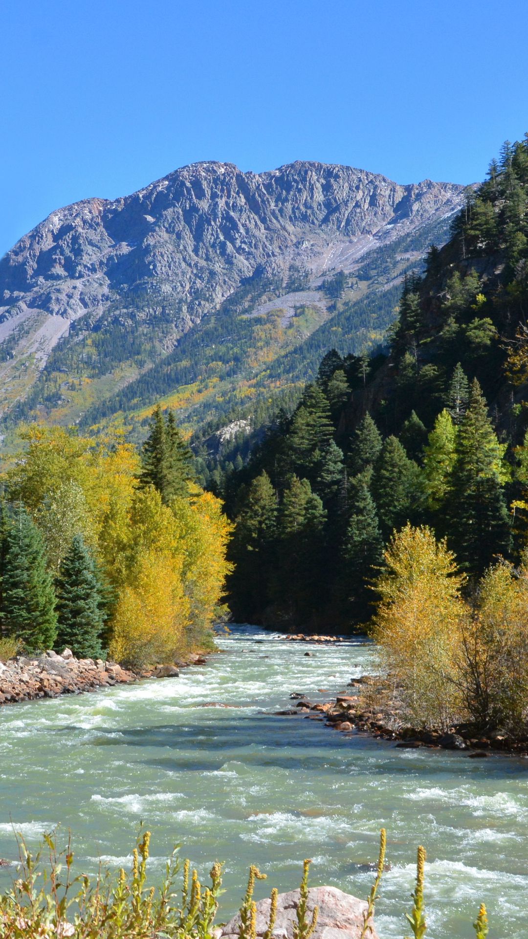 Download wallpaper 1080x1920 river, trees, mountains, slope, landscape ...