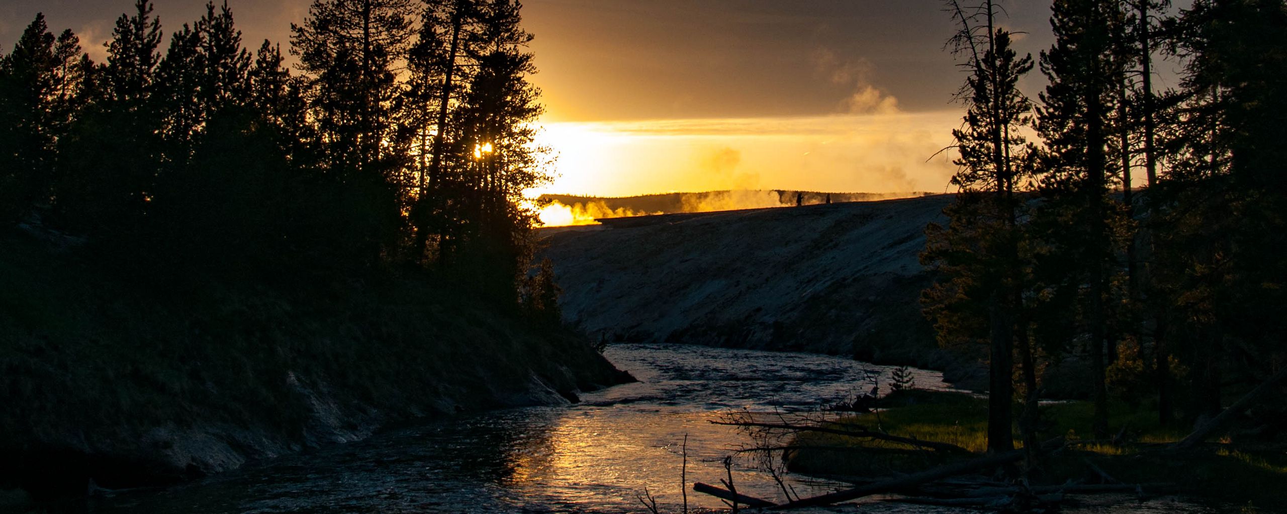 Download wallpaper 2560x1024 river, trees, twilight ultrawide monitor ...
