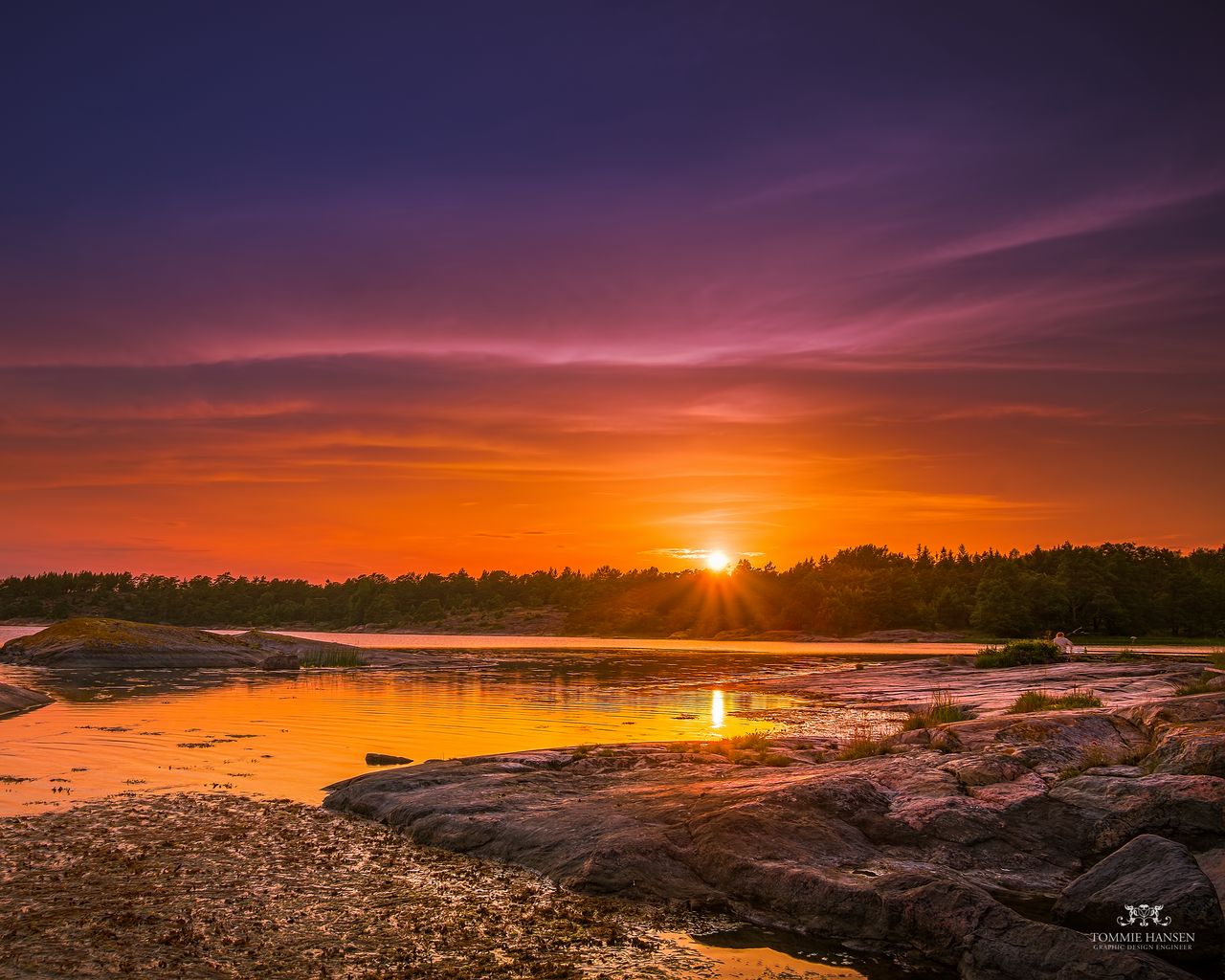 Download wallpaper 1280x1024 river, water, shore, sunset, trees ...