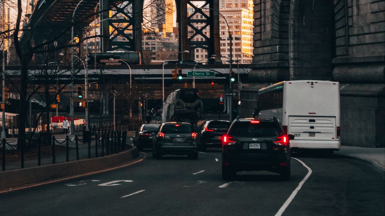 Wallpaper road, bridge, cars, city, architecture hd, picture, image