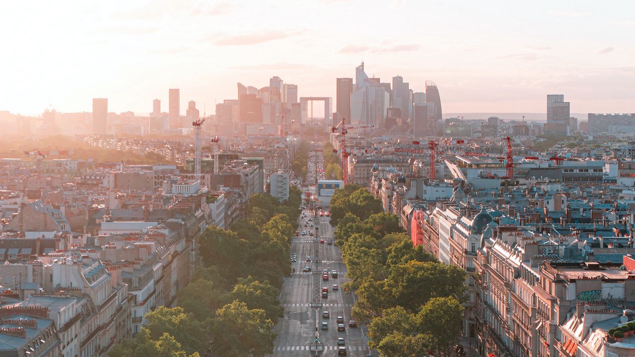 Wallpaper road, city, buildings, architecture, trees hd, picture, image
