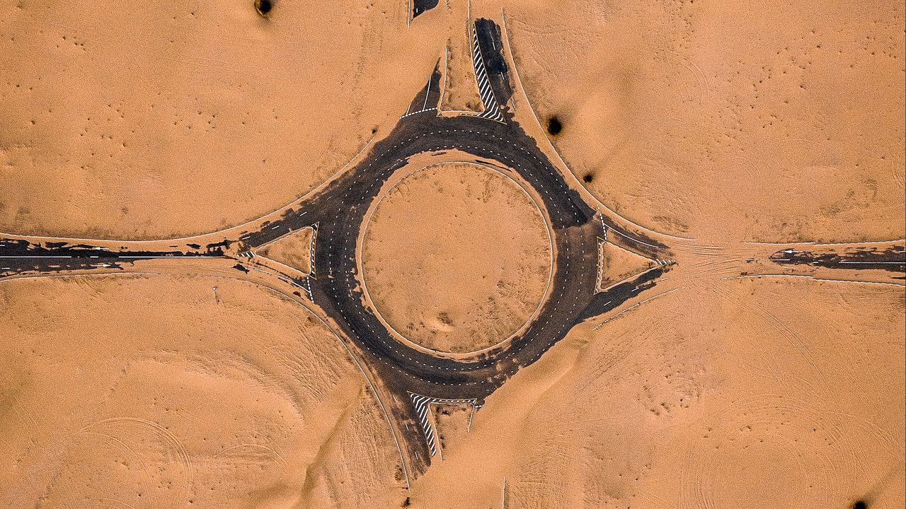 Wallpaper road, desert, sand, aerial view hd, picture, image