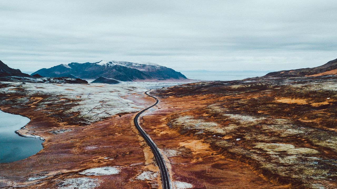Wallpaper road, landscape, aerial view, nature, iceland hd, picture, image