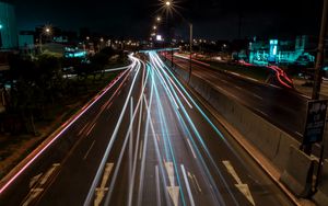 Wallpaper road, buildings, lights, long exposure, city, night hd ...
