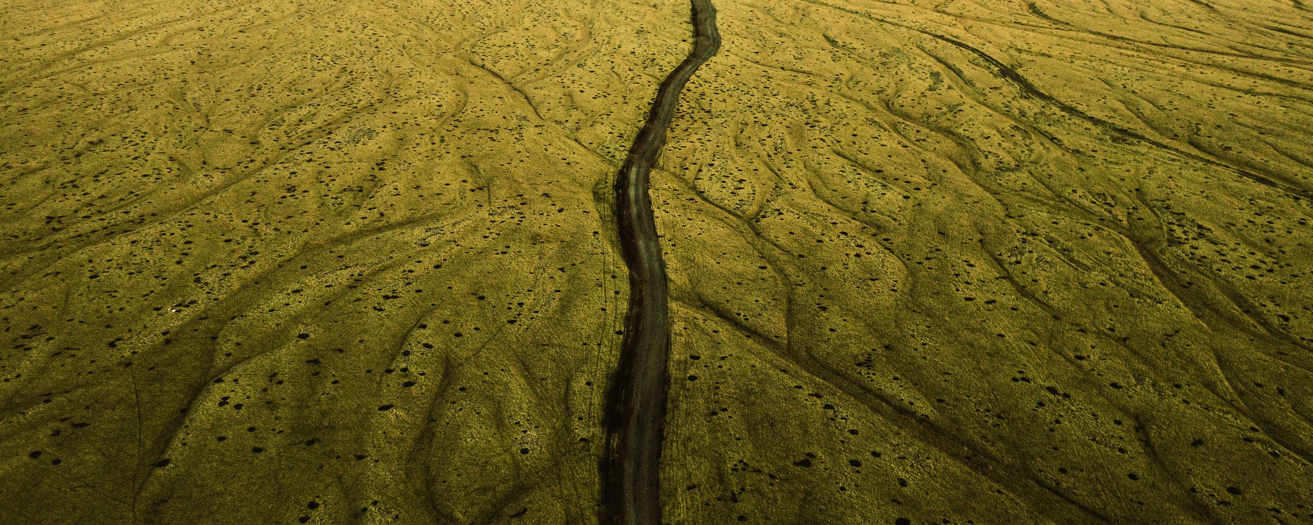 Download wallpaper 2560x1024 road, relief, aerial view, land ultrawide ...