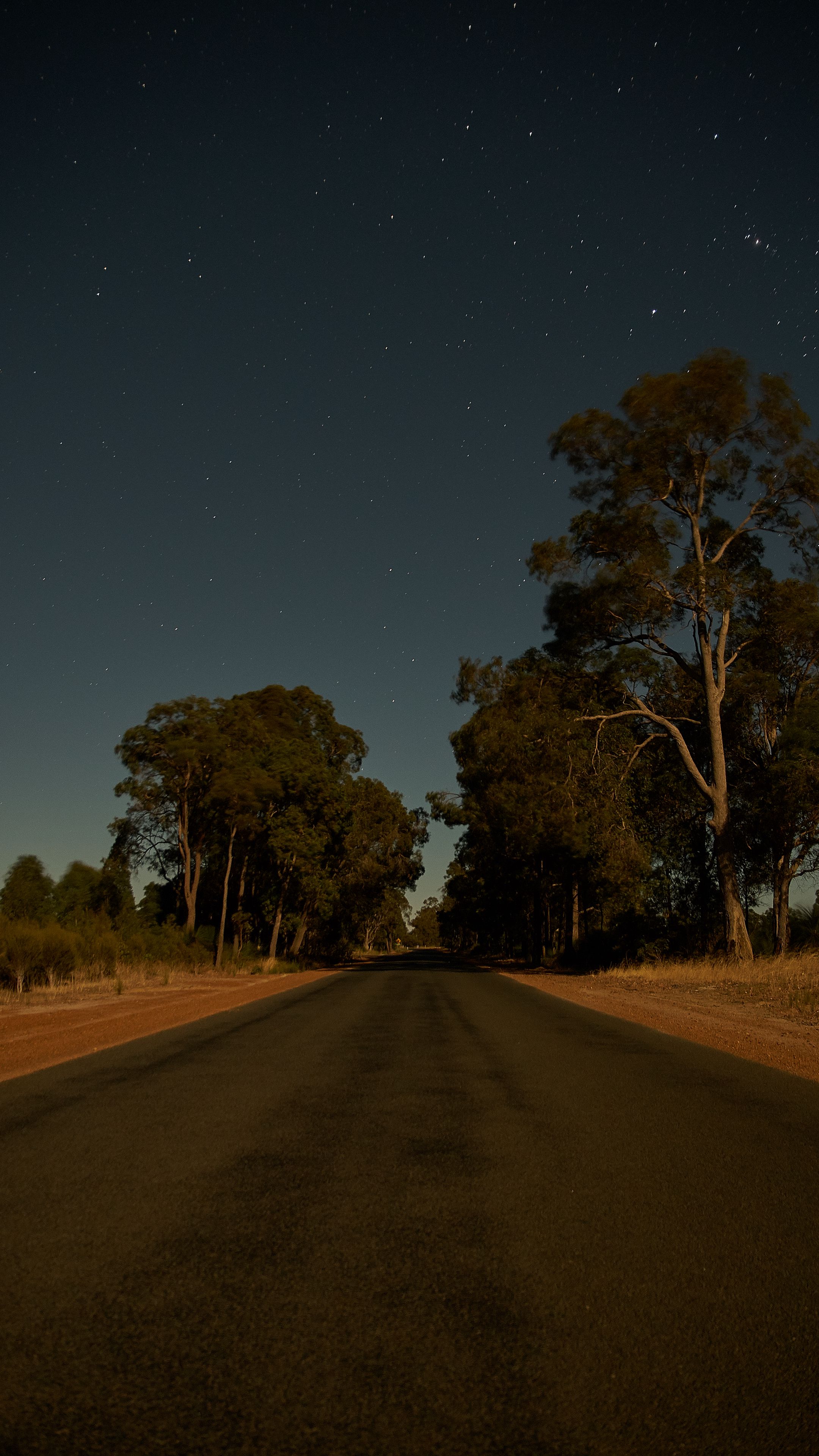 Download wallpaper 2160x3840 road, trees, stars, evening samsung galaxy ...