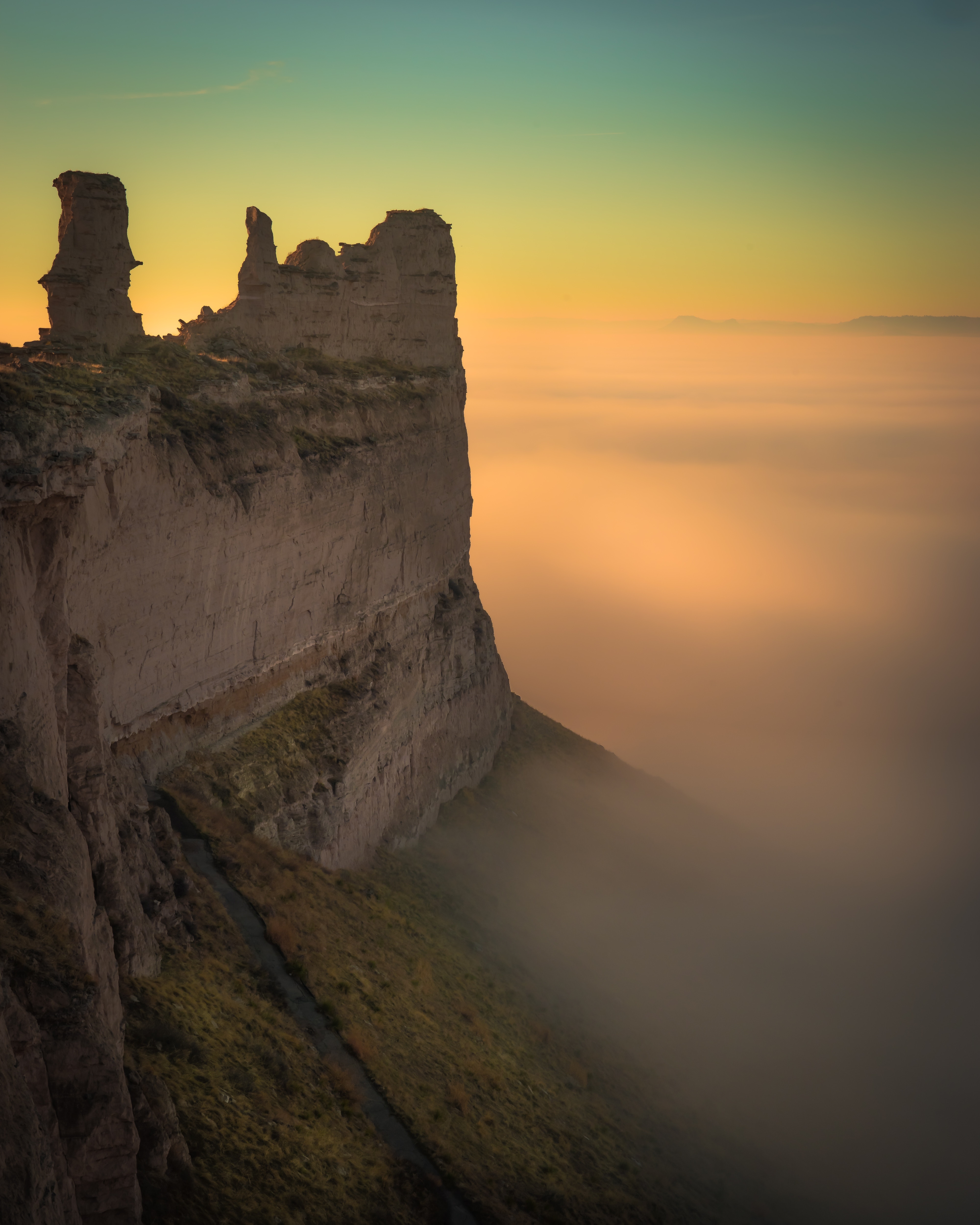 Download wallpaper 4000x5000 rock, cliff, fog, mountain, height, stone ...