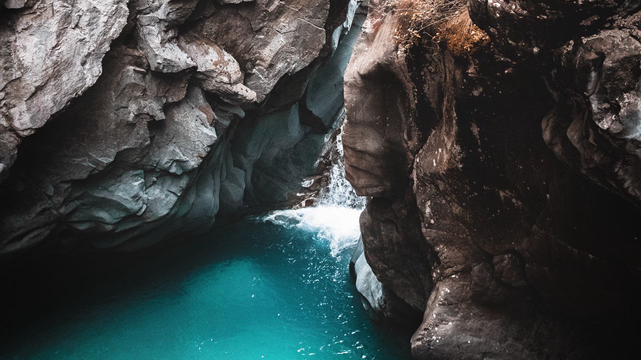 Wallpaper rocks, cave, gorge, body of water, water, nature hd, picture ...