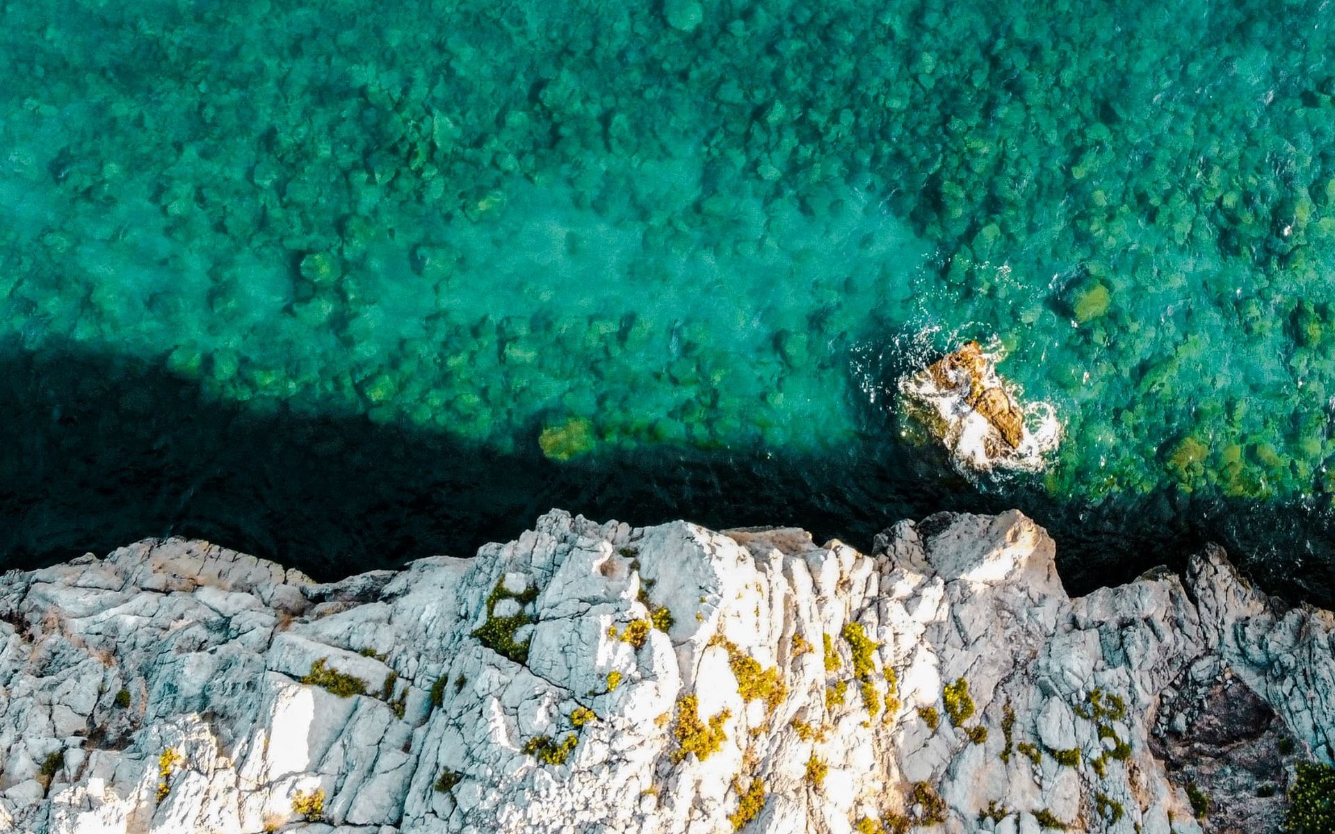 Download wallpaper 1920x1200 rocks, coast, aerial view, sea, water ...