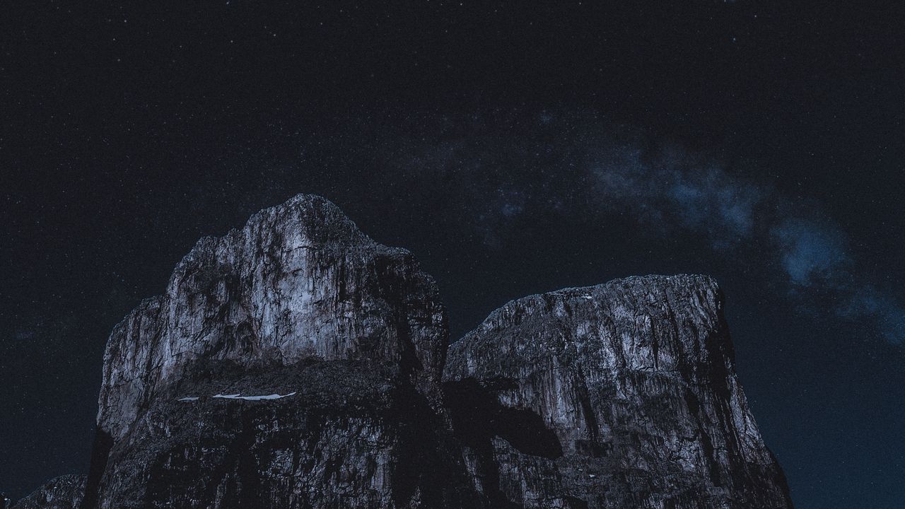 Wallpaper rocks, night, stars, dark hd, picture, image