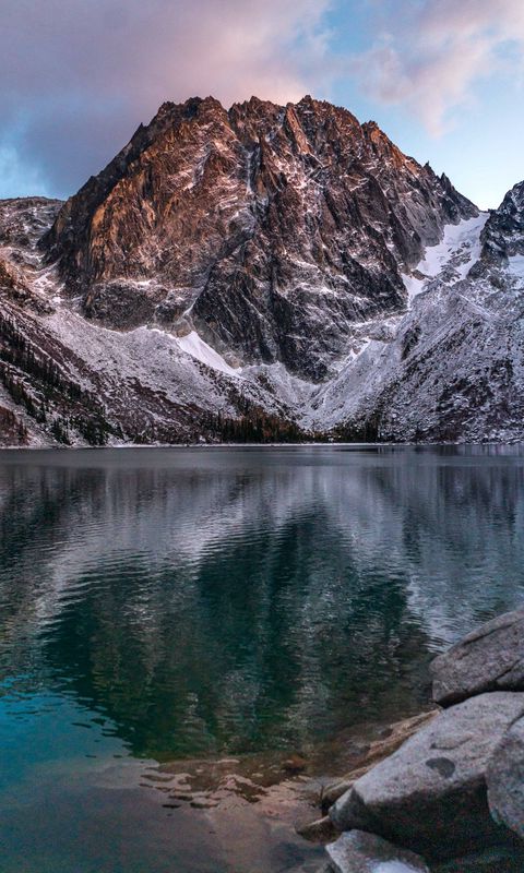Download wallpaper 480x800 rocks, peak, lake, stones, reflection nokia ...