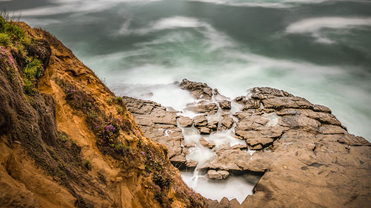 Wallpaper rocks, sea, fog, nature hd, picture, image