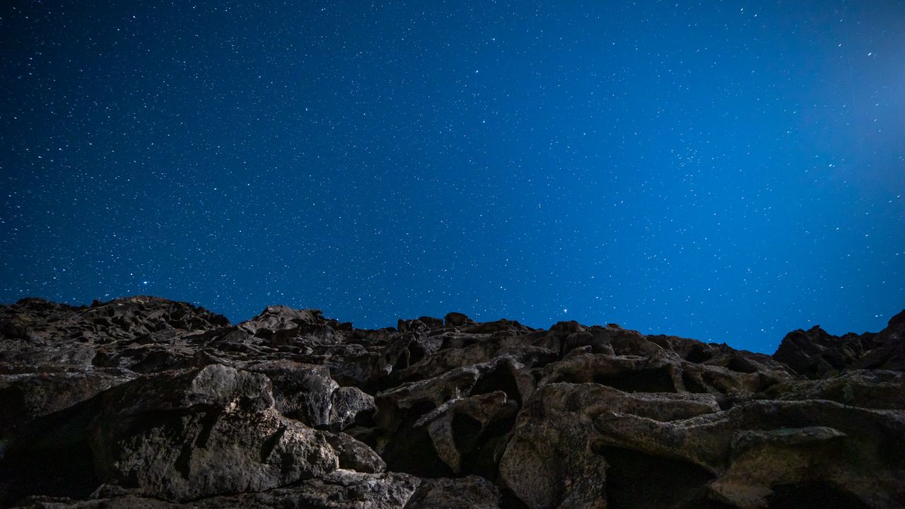 Wallpaper rocks, starry sky, stars, stones, night hd, picture, image