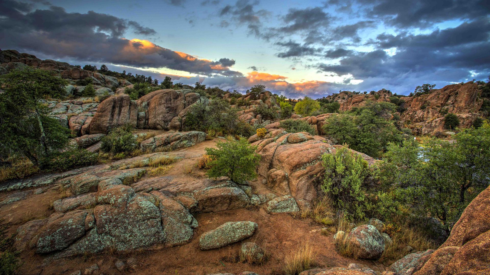 Download wallpaper 1920x1080 rocks, stones, bushes, sky, clouds full hd ...