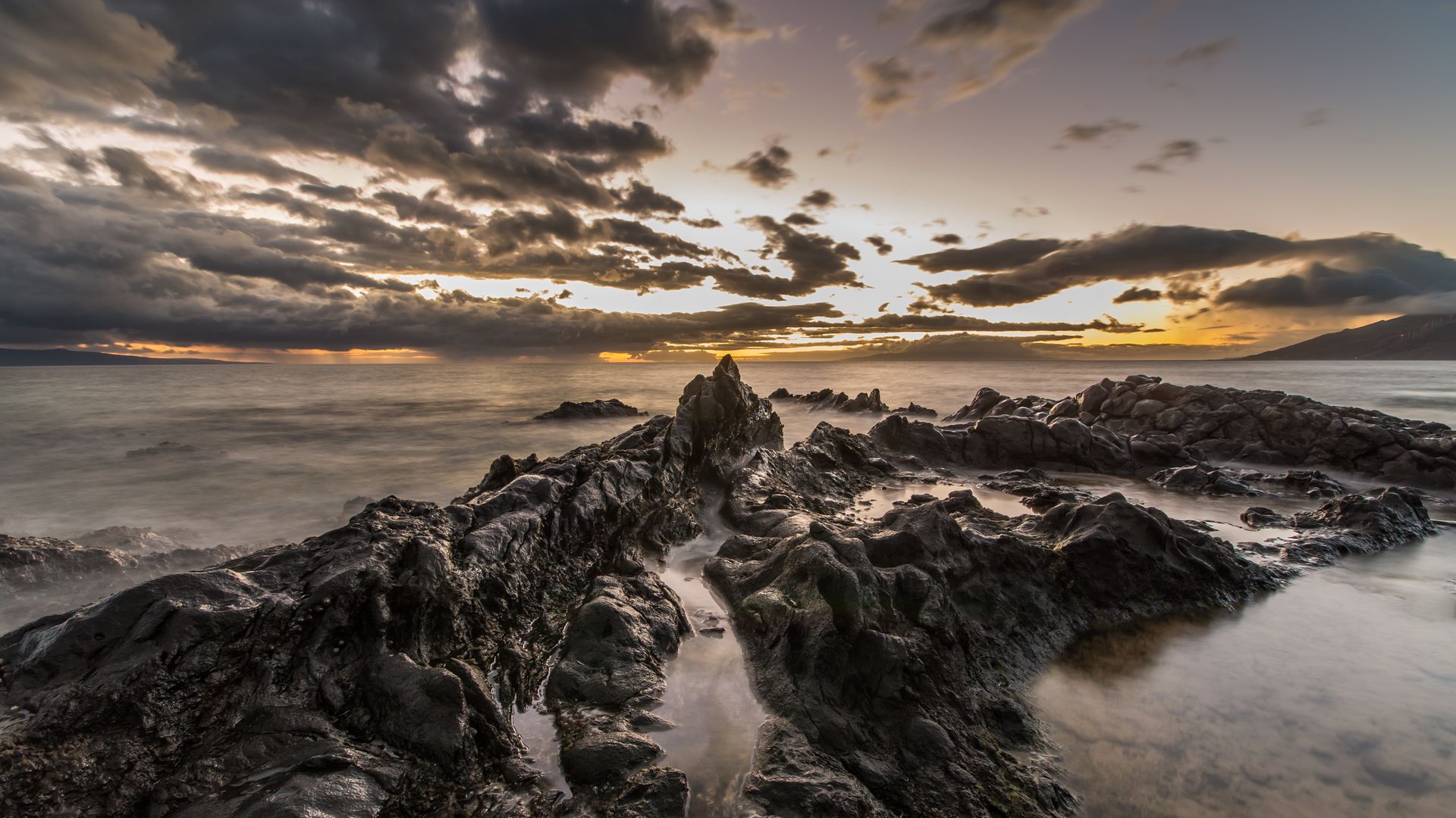 Download wallpaper 1920x1080 rocks, stones, horizon, water full hd ...