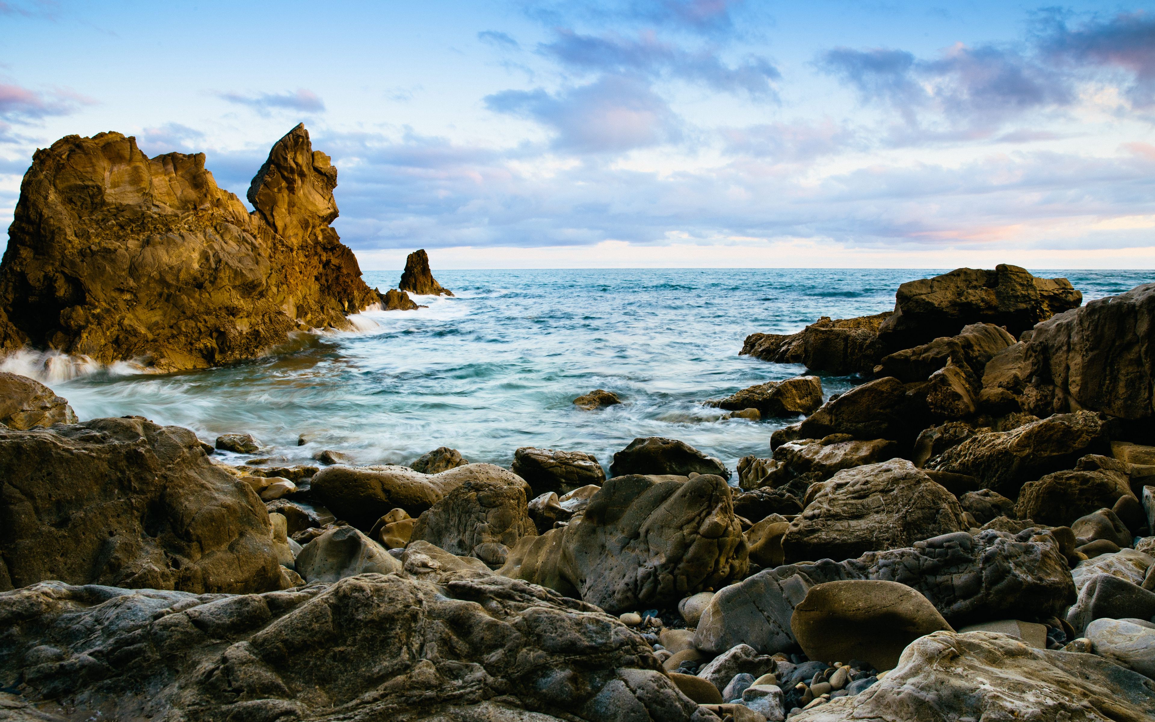 Download wallpaper 3840x2400 rocks, stones, sea, coast, landscape 4k ...