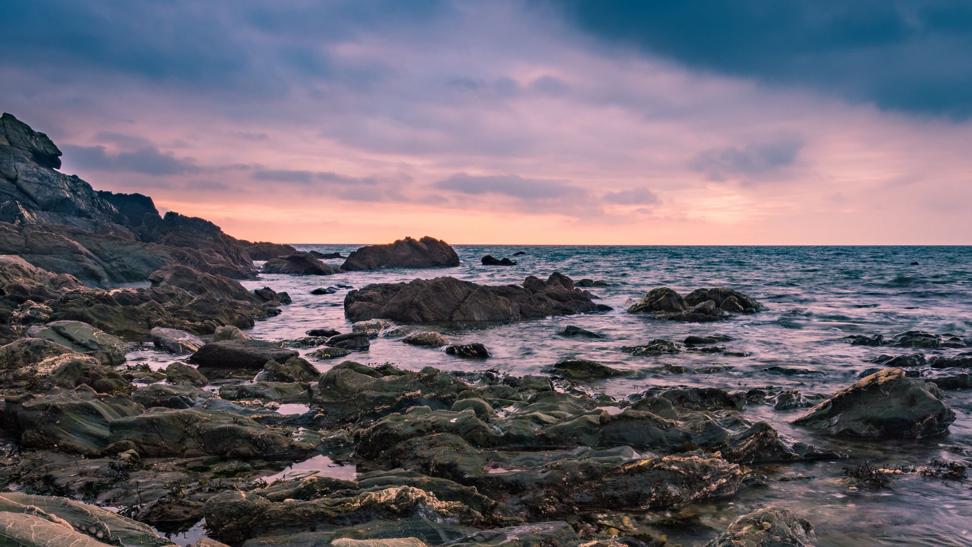 Download wallpaper 1920x1080 rocks, stones, stony, relief, sunset, sky ...