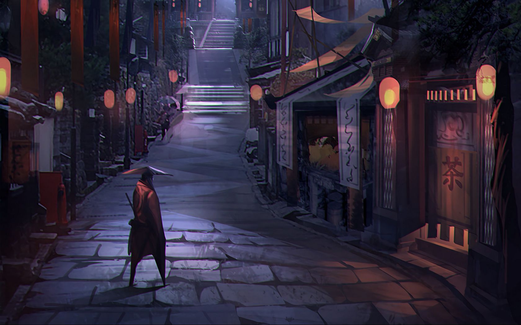 Download wallpaper 1680x1050 samurai, warrior, buildings, architecture ...