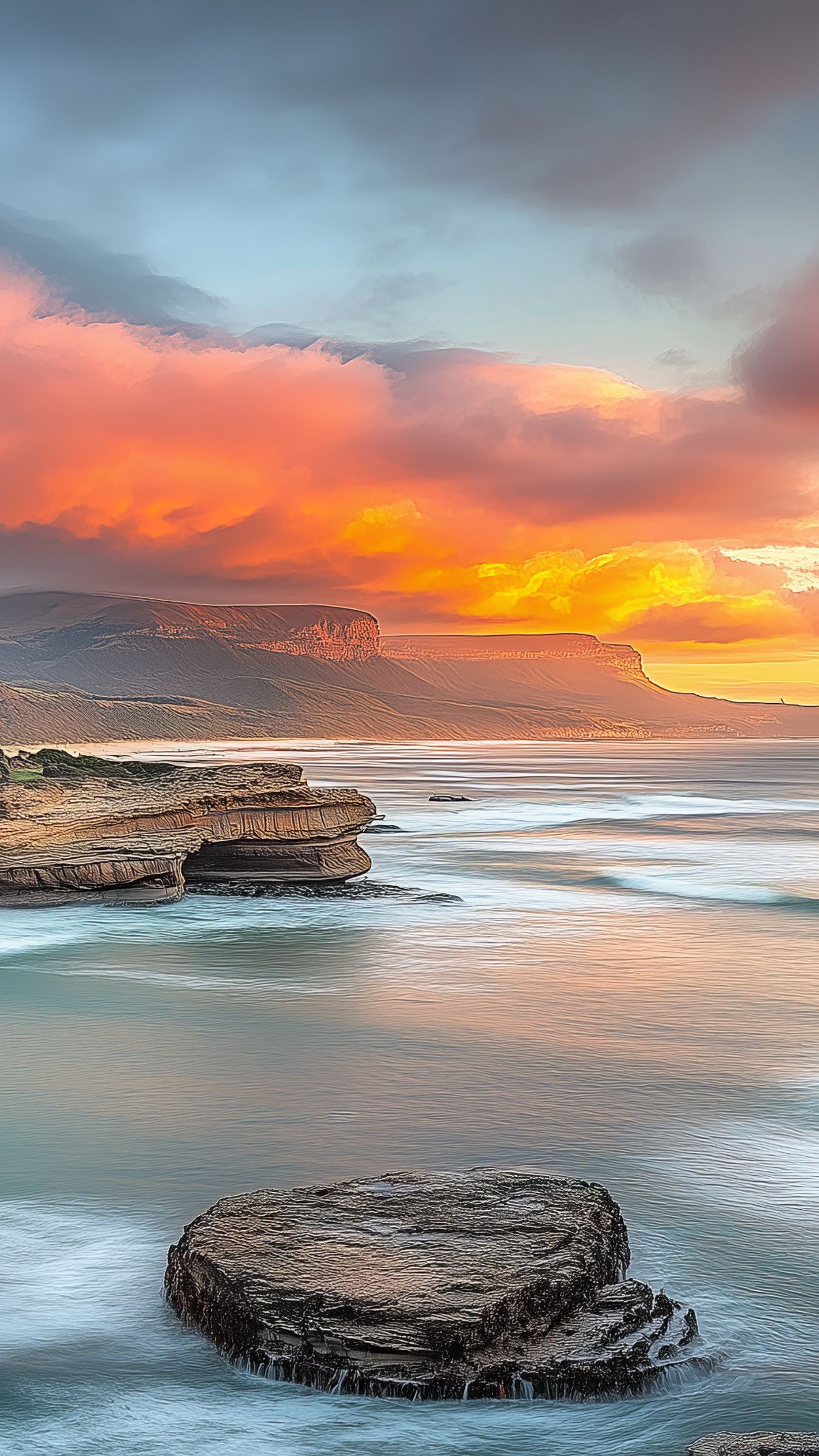 Download wallpaper 1350x2400 sea, bay, rocks, clouds iphone 8+/7+/6s+/6 ...