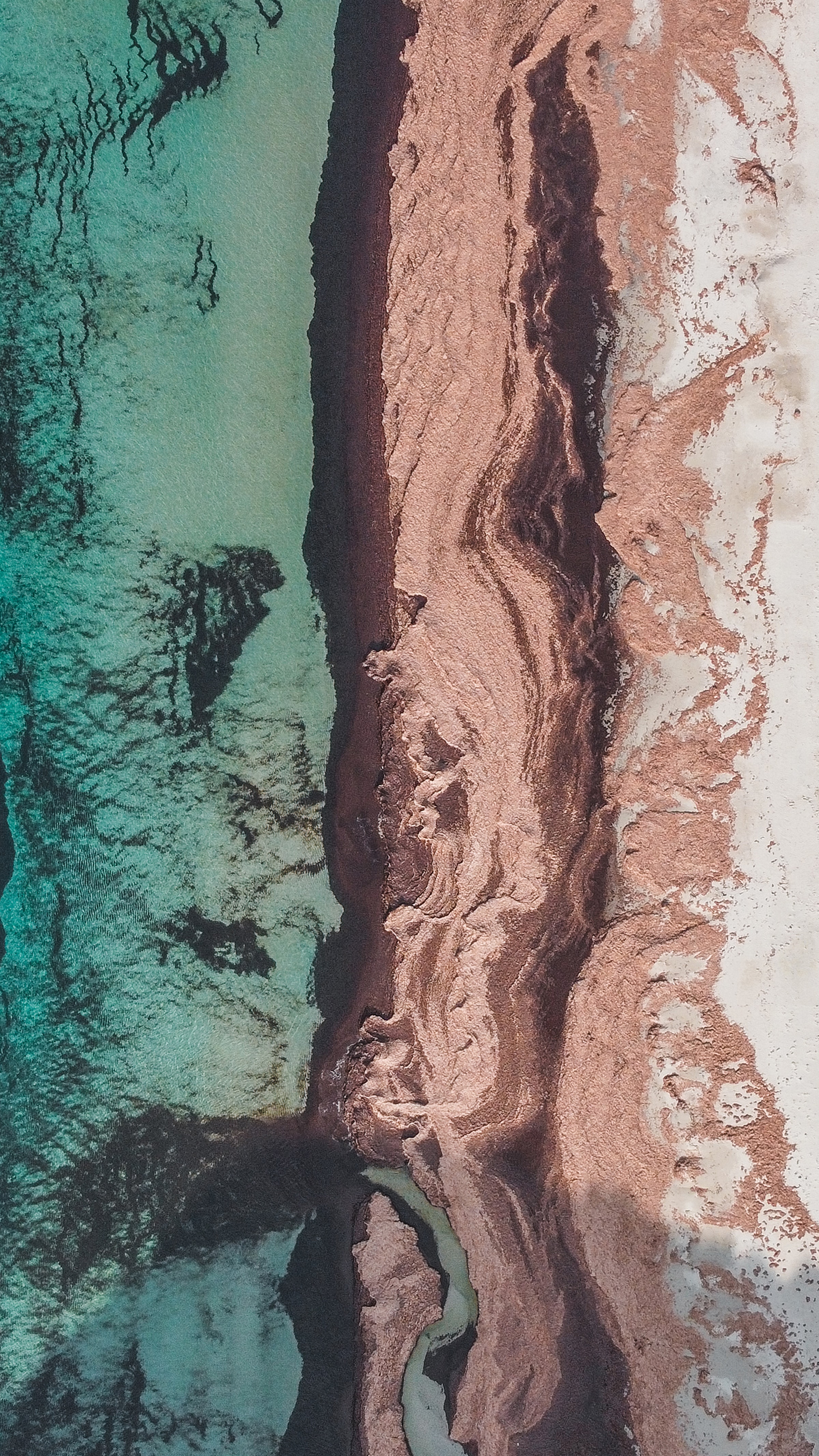 Download wallpaper 2400x4265 sea, beach, relief, aerial view hd background
