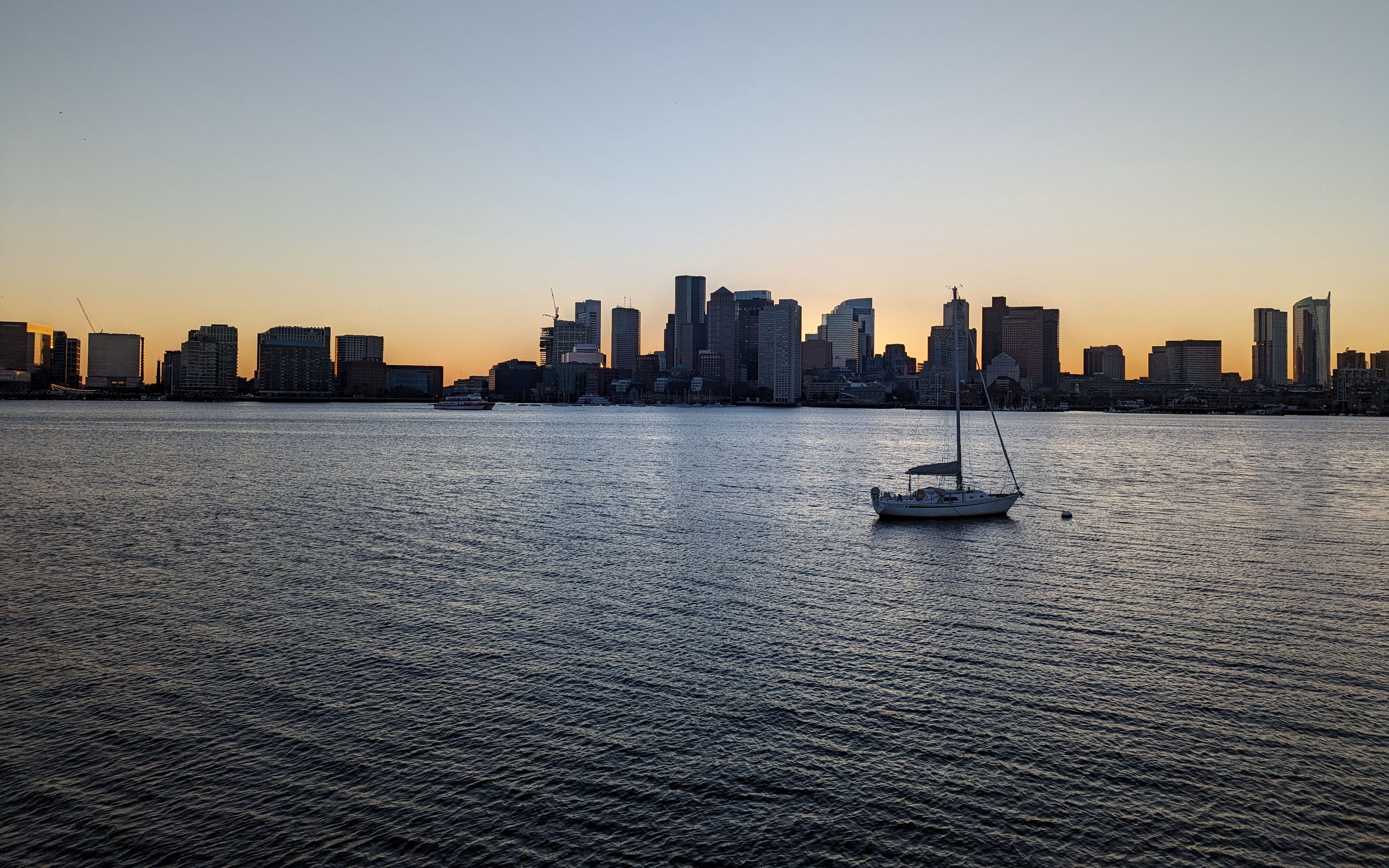 Download wallpaper 3840x2400 sea, boat, mast, buildings, city 4k ultra ...