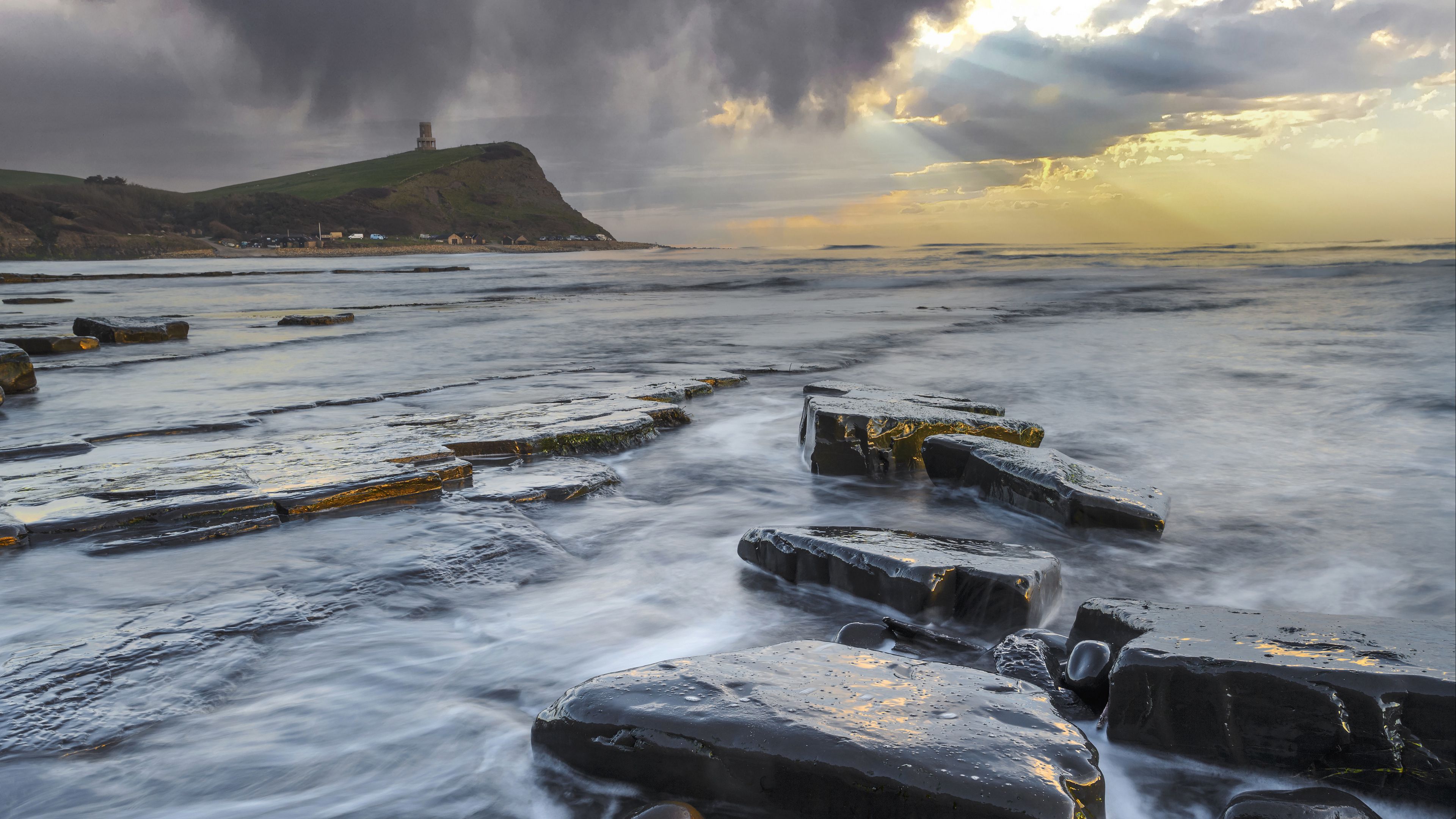 Download wallpaper 3840x2160 sea, coast, stones, water 4k uhd 16:9 hd ...