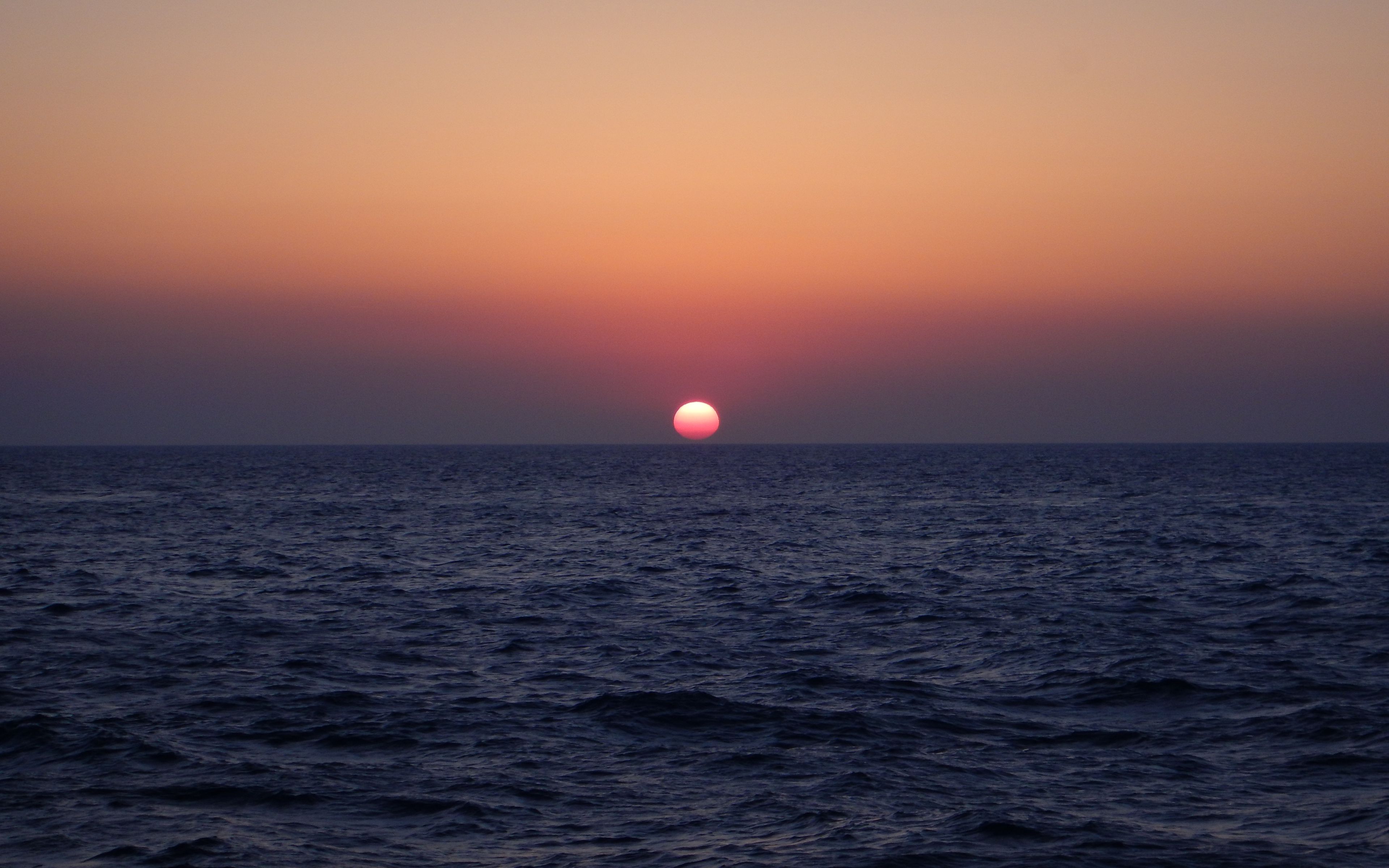 Download wallpaper 3840x2400 sea, horizon, waves, sun, nature 4k ultra ...