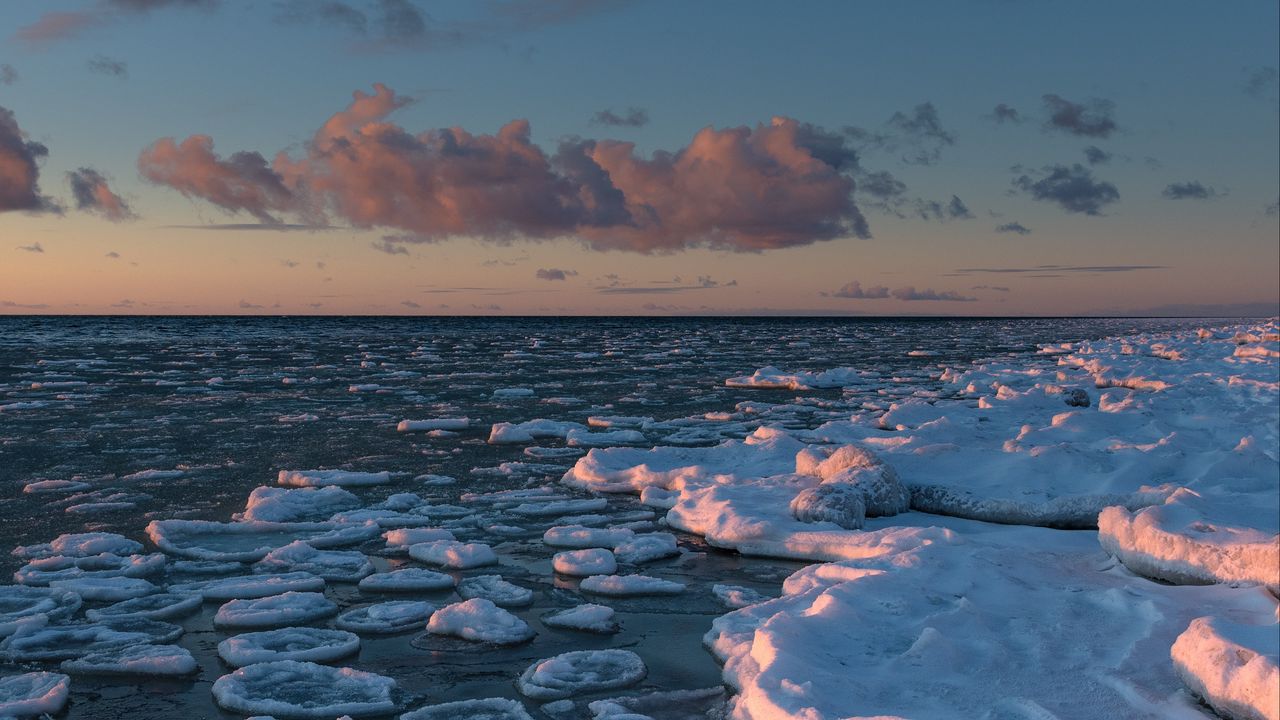 Wallpaper sea, ice, snow, water, winter hd, picture, image