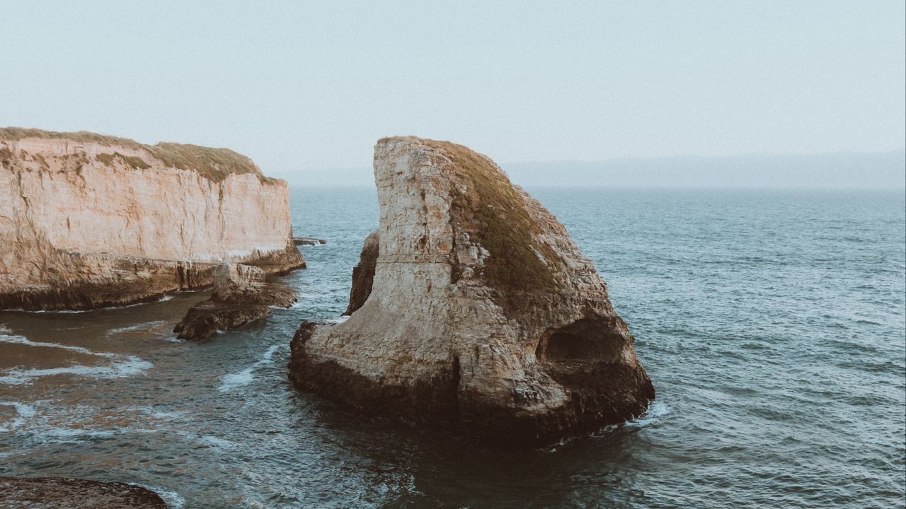 Wallpaper sea, rocks, cliff, coast, waves hd, picture, image