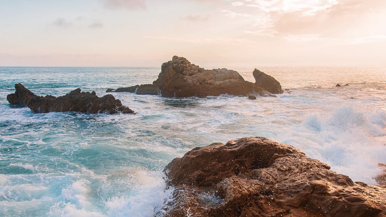 Wallpaper sea, rocks, waves, water, coast hd, picture, image