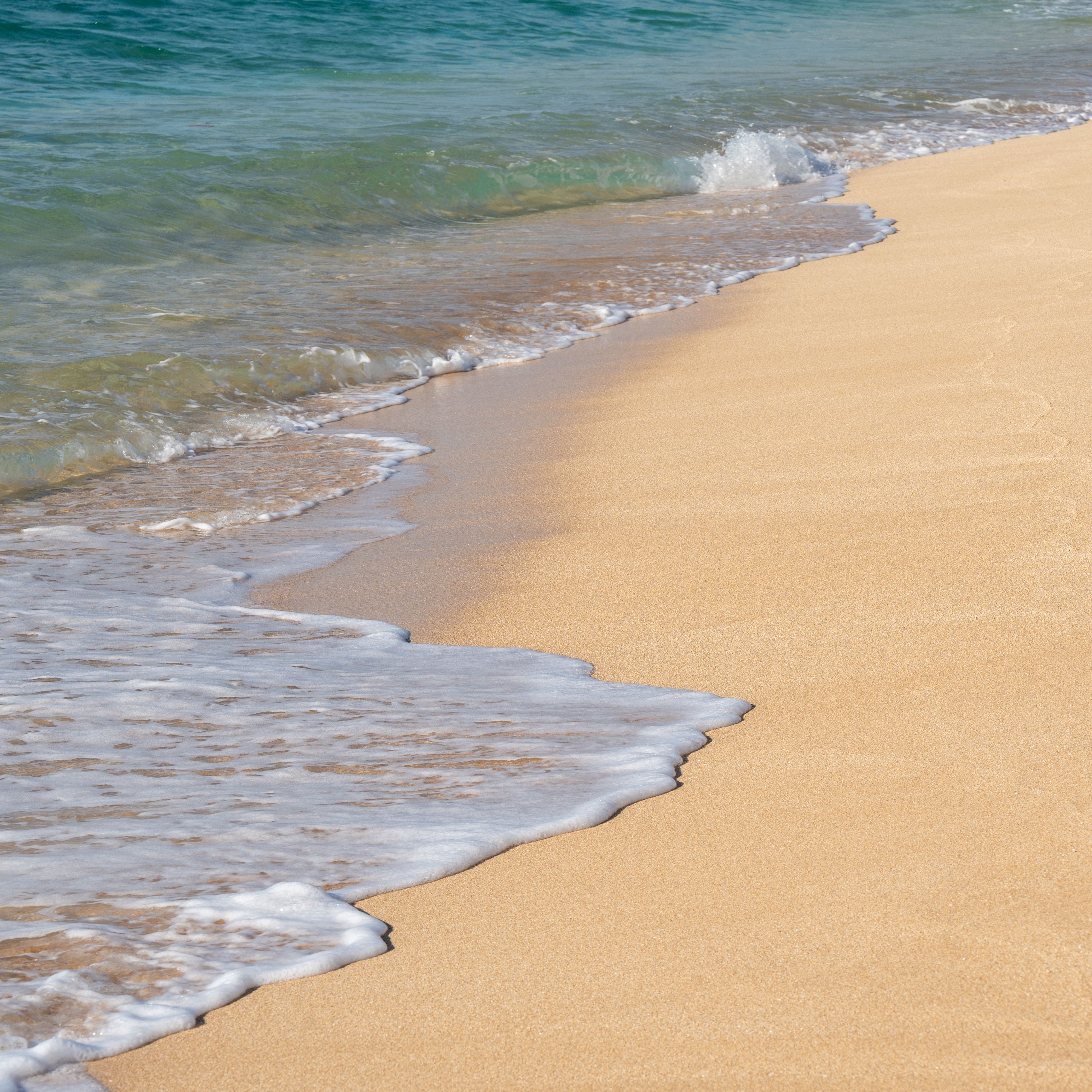Download wallpaper 3415x3415 sea, sand, waves, foam, landscape ipad pro ...