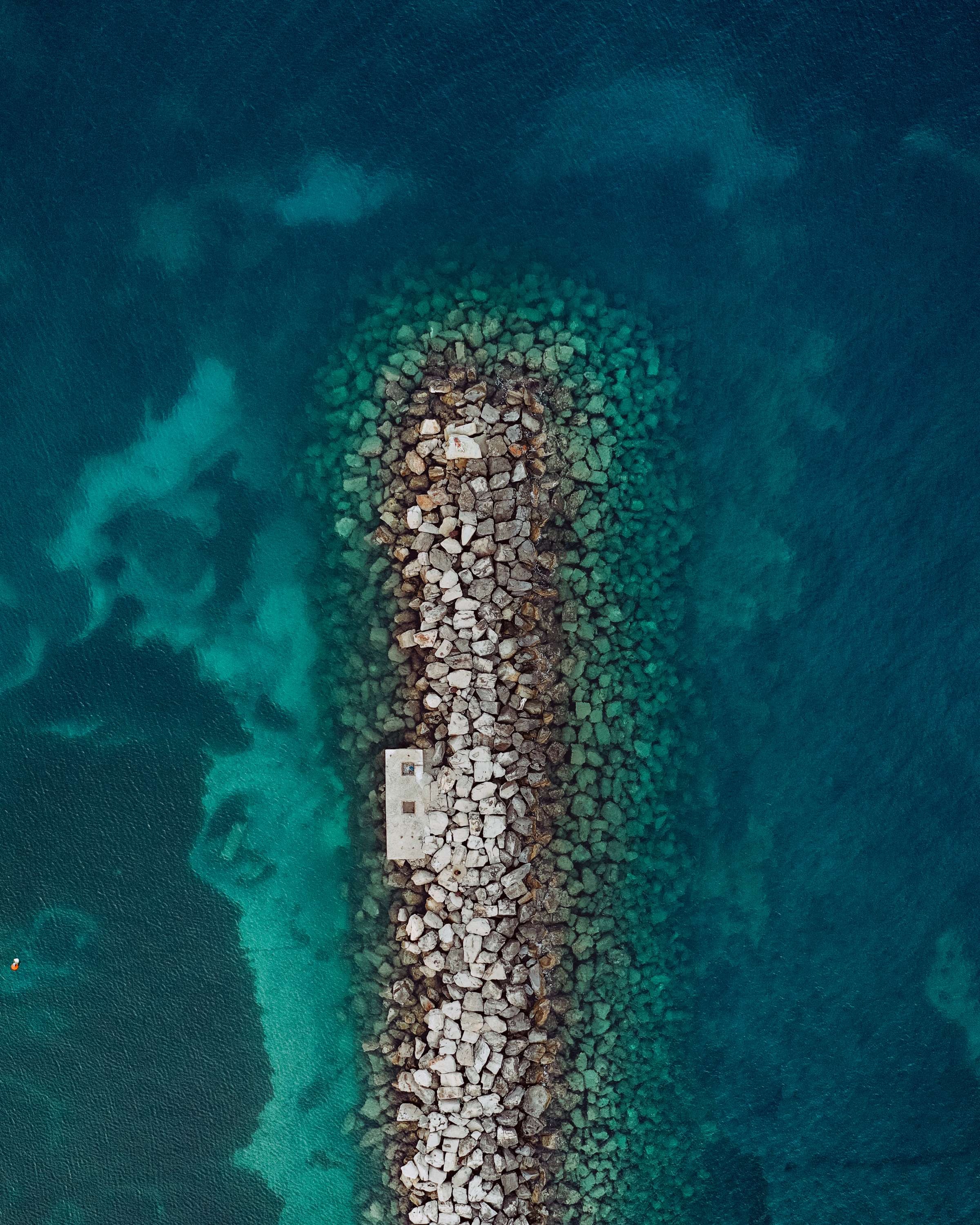 Download wallpaper 2400x3000 sea, stones, aerial view, breakwater ...