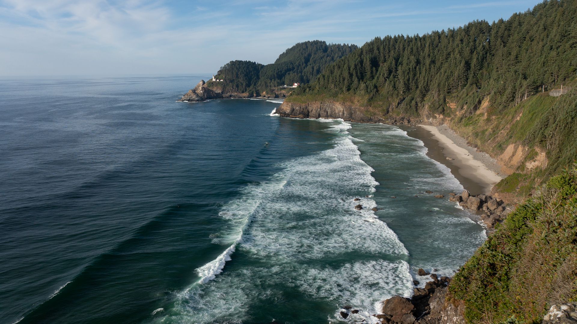 Download wallpaper 1920x1080 sea, waves, shore, forest, landscape full ...