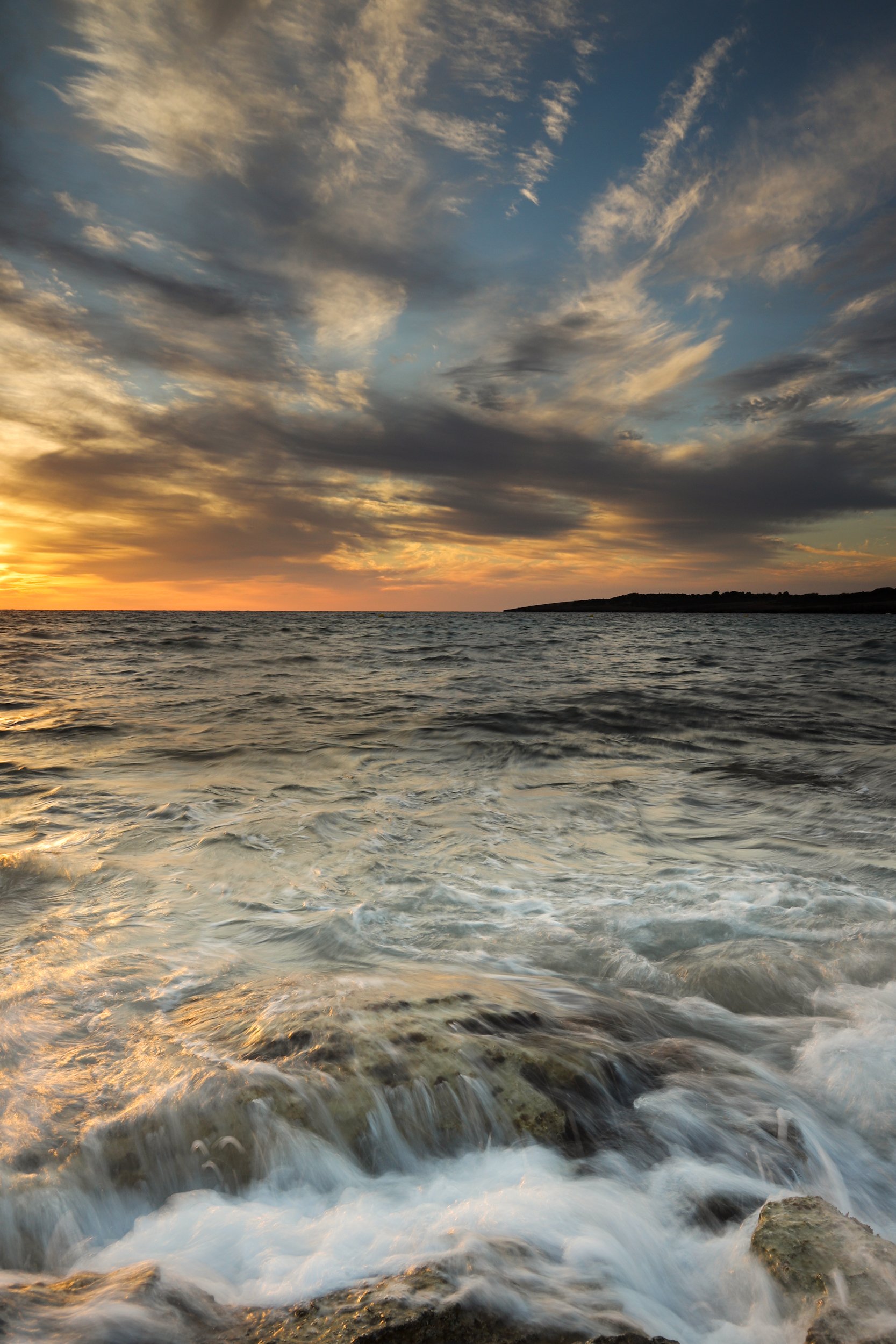 Download wallpaper 1667x2500 sea, waves, stone, clouds, twilight hd ...