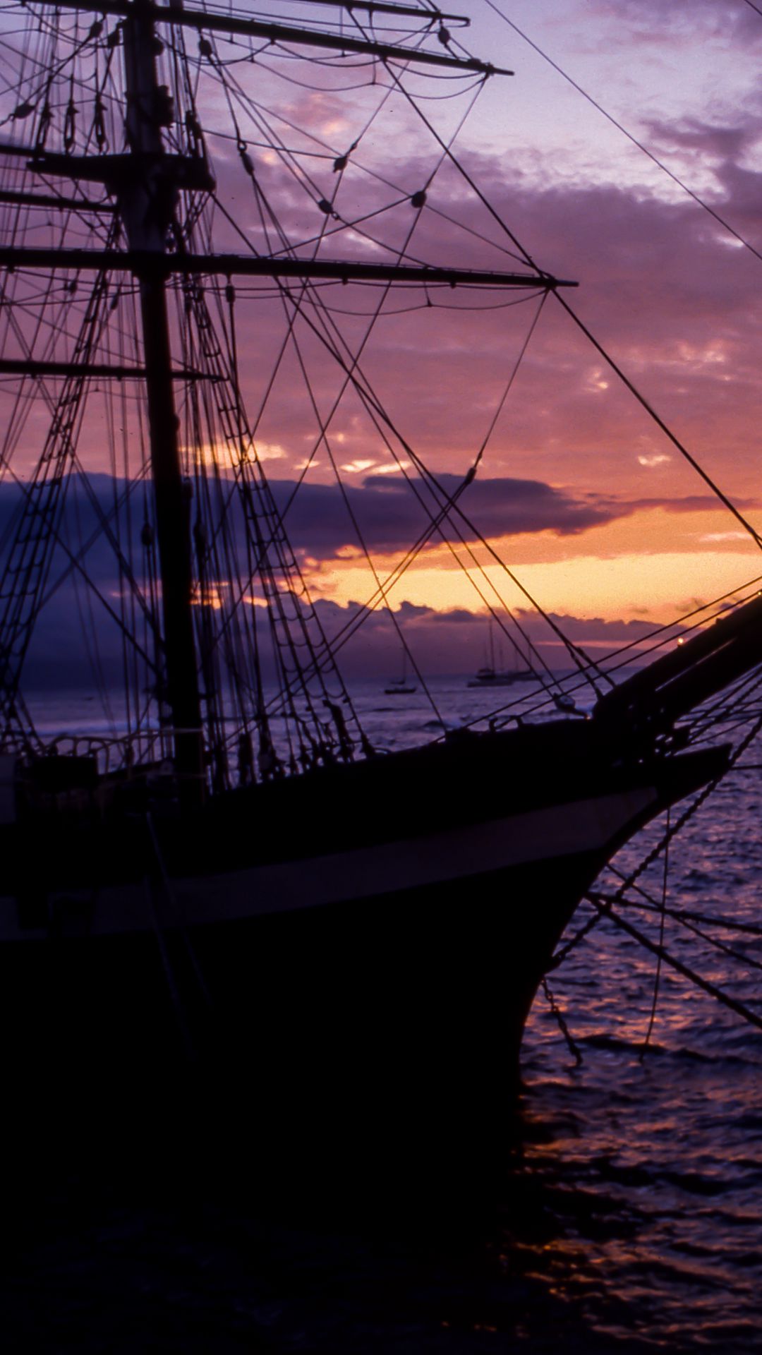 Download wallpaper 1080x1920 ship, mast, sunset, sea samsung galaxy s4 ...
