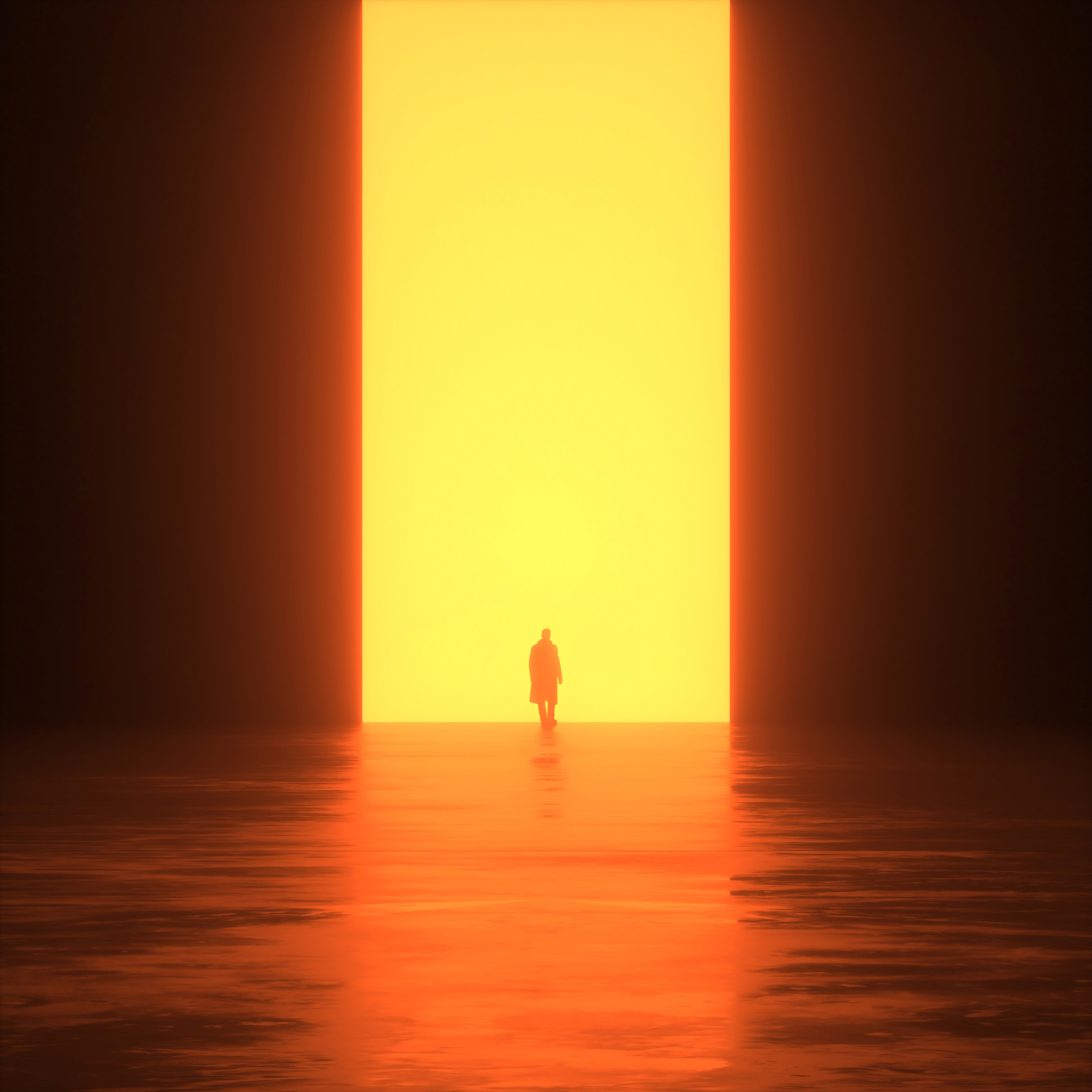 Download wallpaper 3000x3000 silhouette, light, portal, bright, glow hd ...