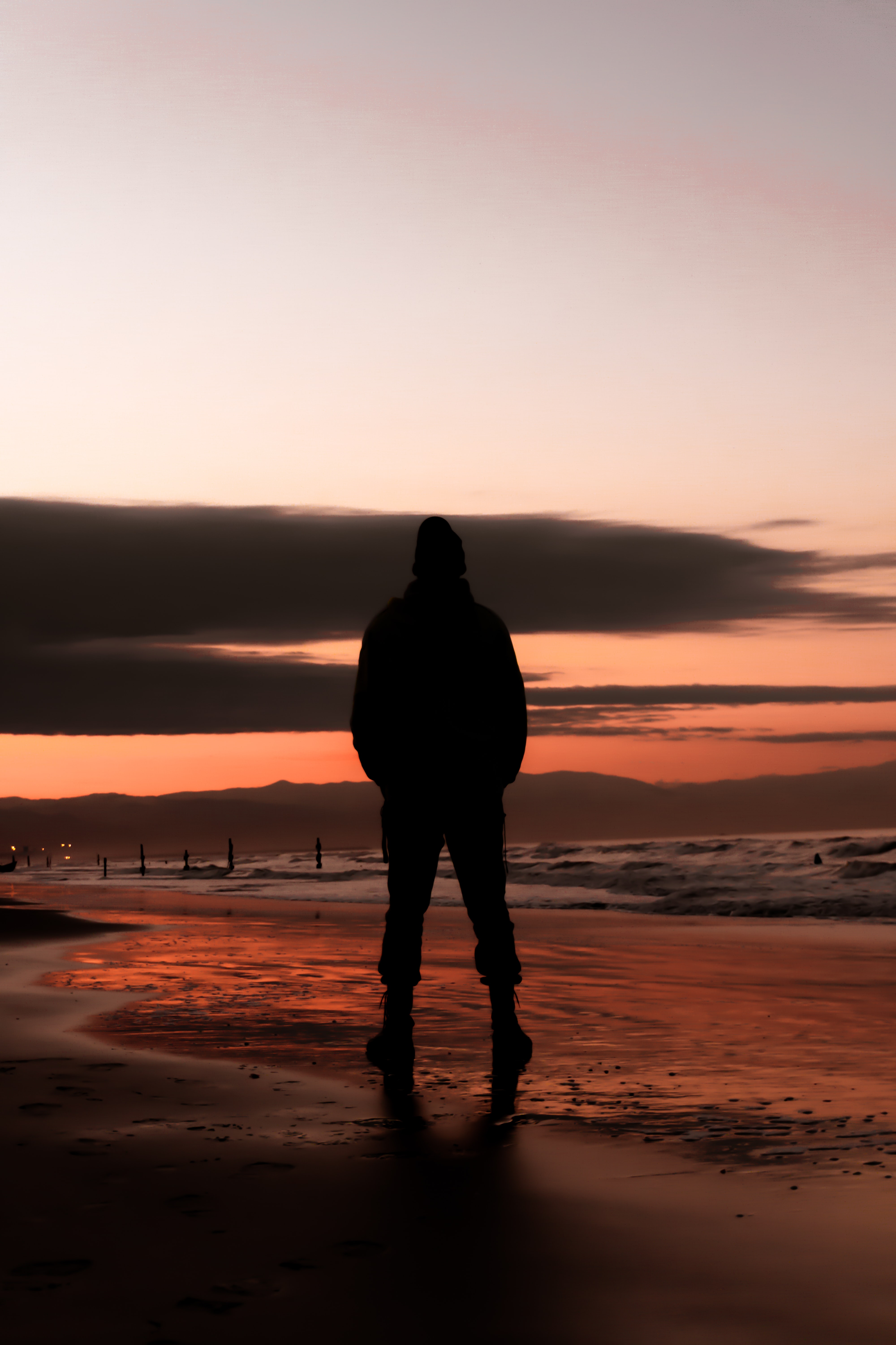 Download wallpaper 4000x6000 silhouette, sunset, horizon, waves hd ...