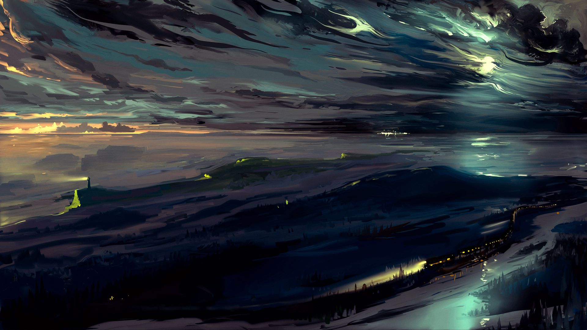 Download wallpaper 1920x1080 sky, art, dark, night full hd, hdtv, fhd ...