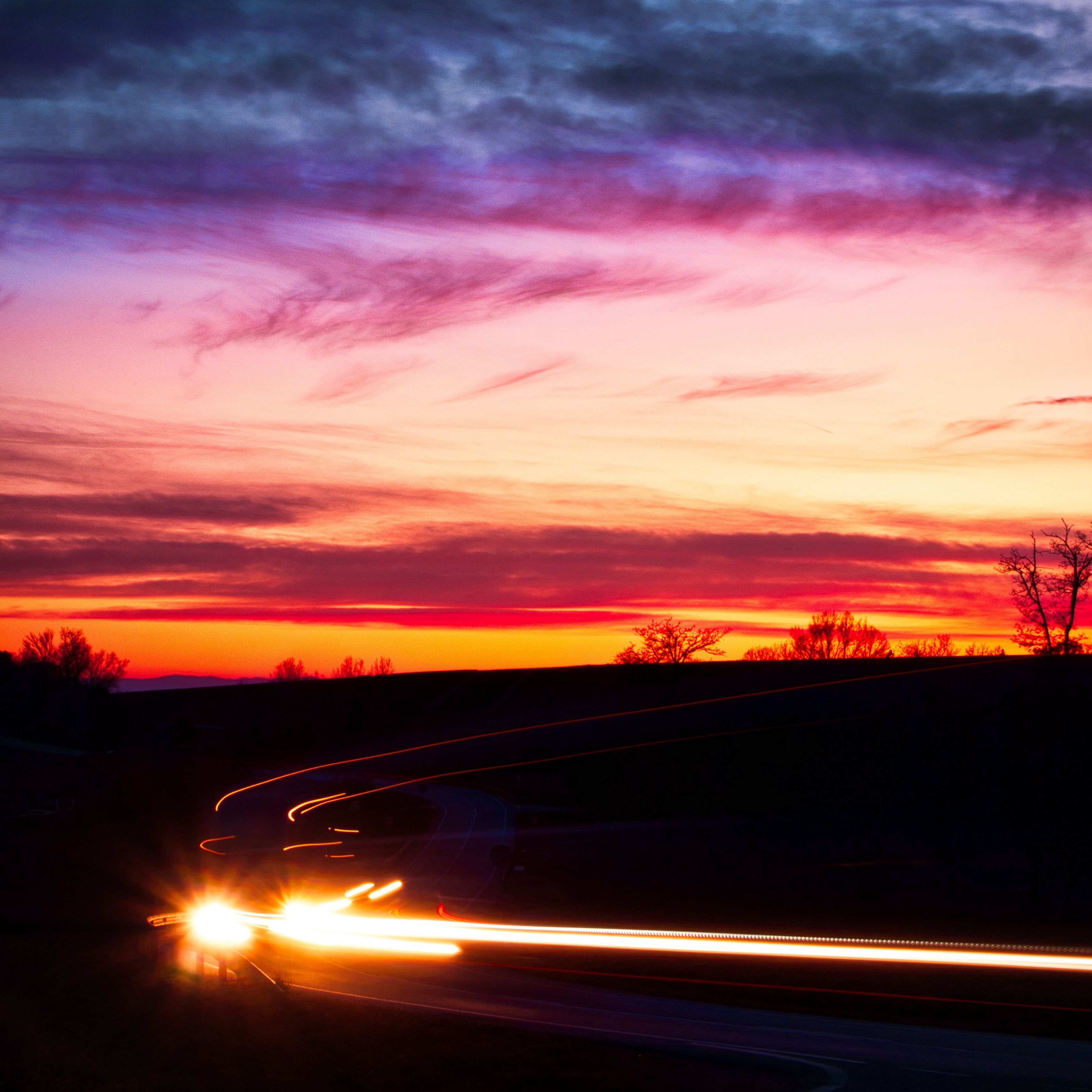 Download wallpaper 3415x3415 sky, sunset, turn, bright ipad pro 12.9 ...