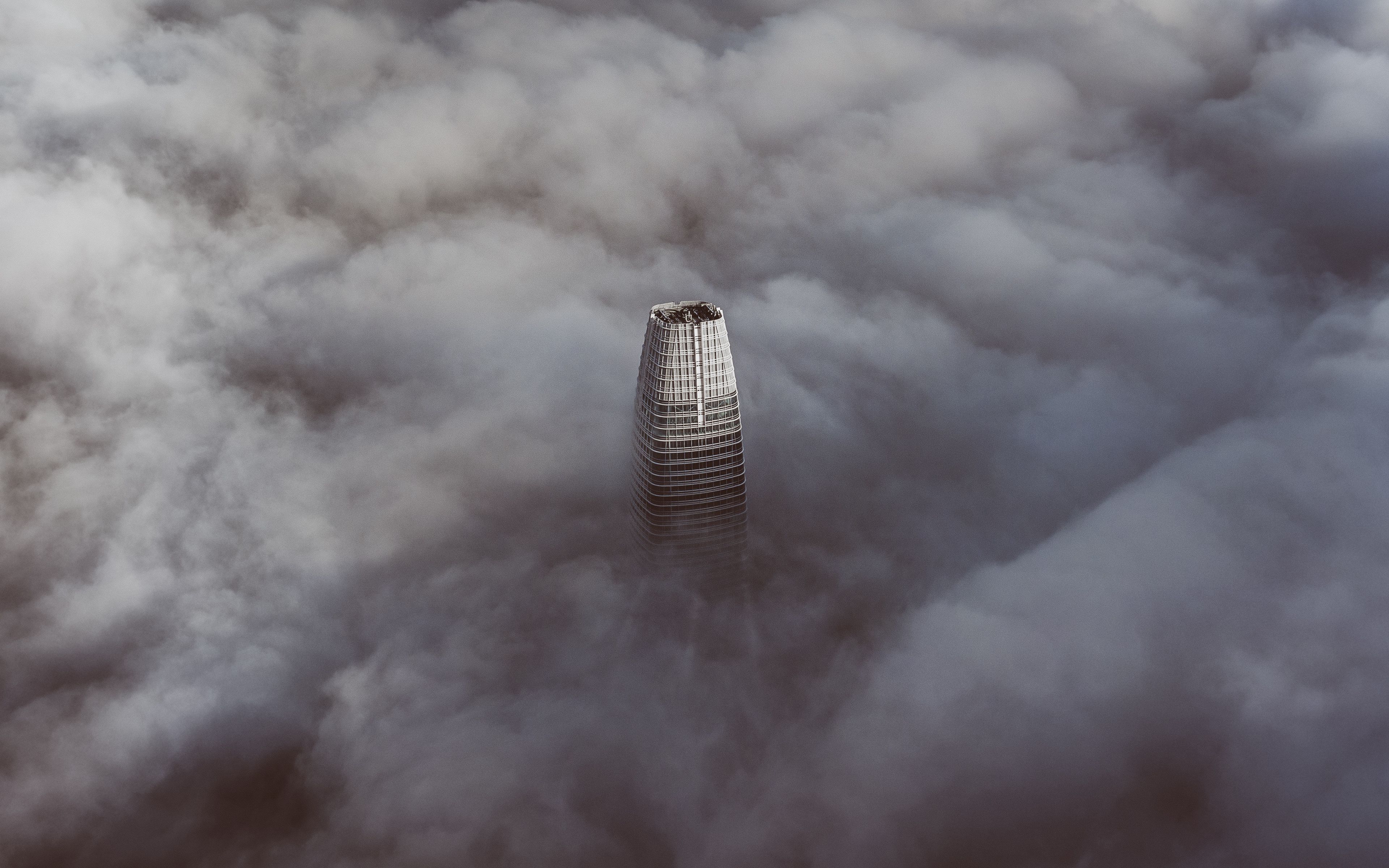 Download wallpaper 3840x2400 skyscraper, clouds, aerial view, building ...