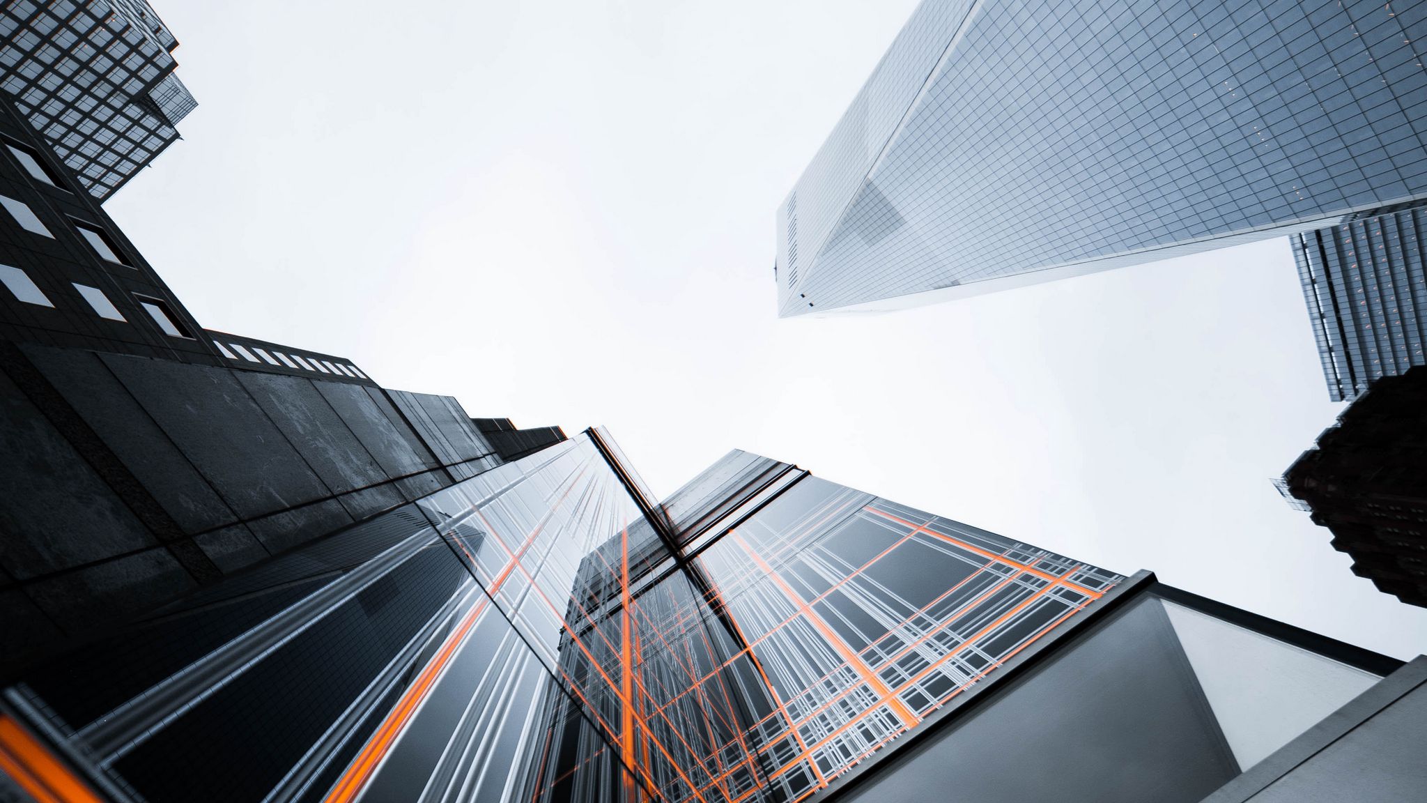 Download wallpaper 2048x1152 skyscrapers, bottom view, architecture ...