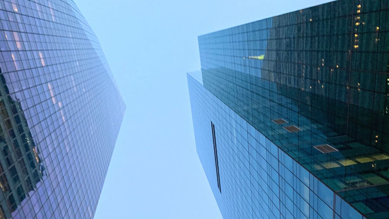 Wallpaper skyscrapers, buildings, bottom view, architecture, sky hd ...